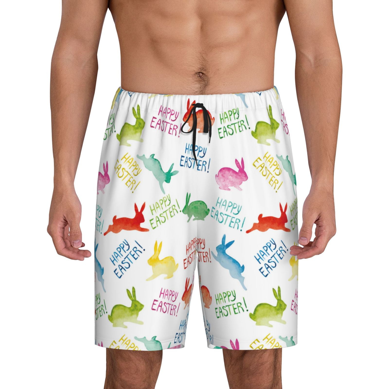 Balery Happy Easter Rabbit Men's Cotton Knit Pajama Shorts Waistband ...