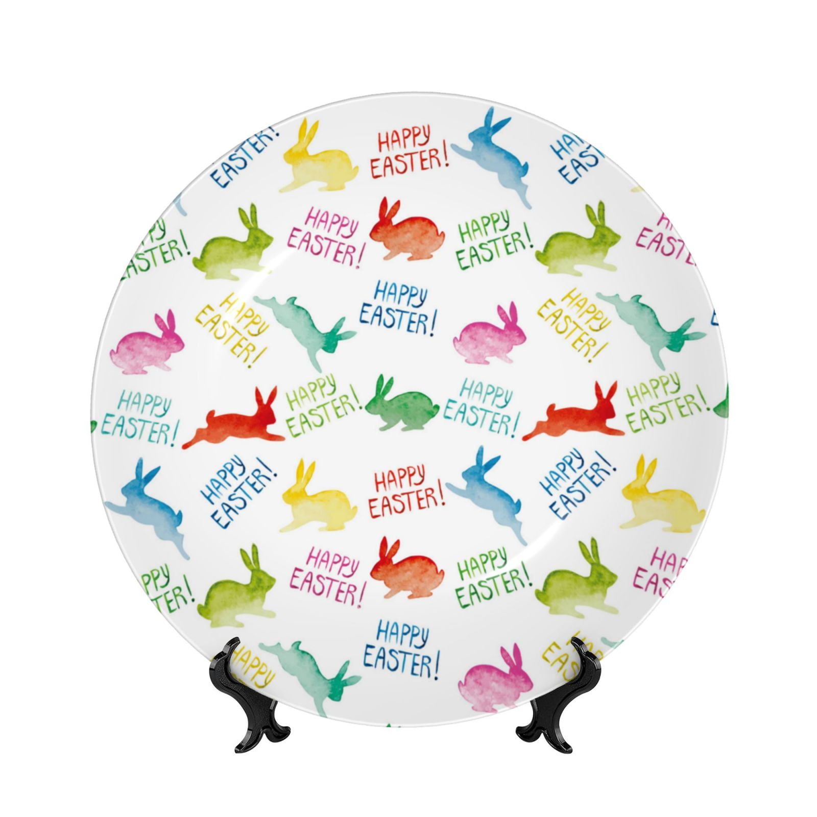 Balery Happy Easter Rabbit Print Bone China Decorative Plate Ceramic ...