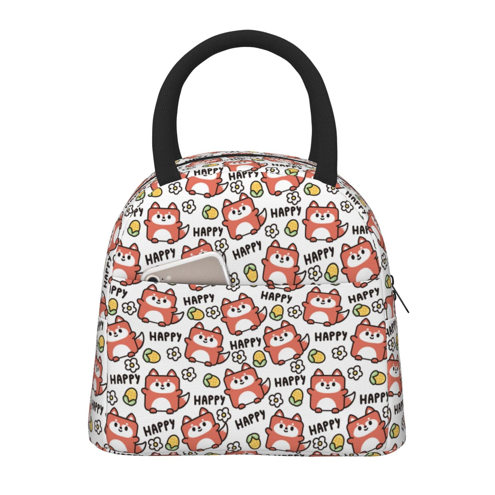 Balery Happy Foxy Faces Pattern Lunch Bag Women, Lunch Box, Lunch Bag ...