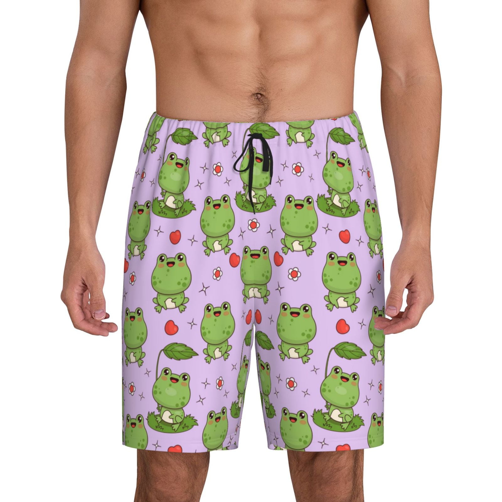 Balery Happy Frogs1 Men's Cotton Knit Pajama Shorts Waistband & Pockets ...