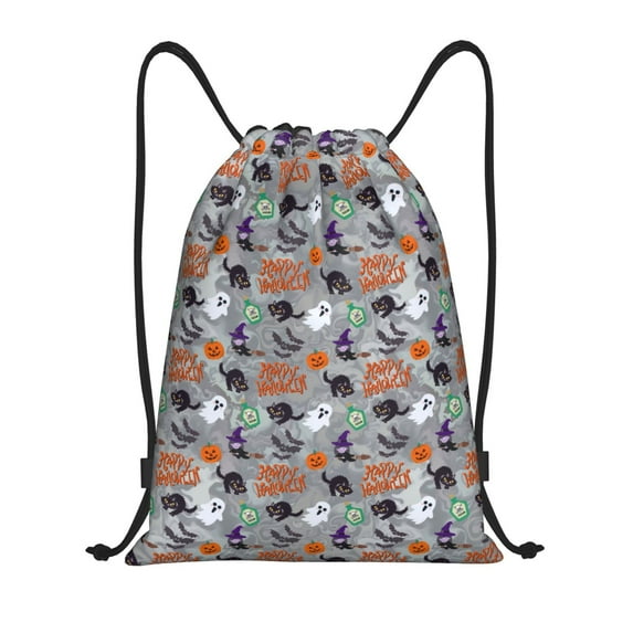 Balery Happy Halloween Pattern Drawstring Backpack Bag Sport Gym ...