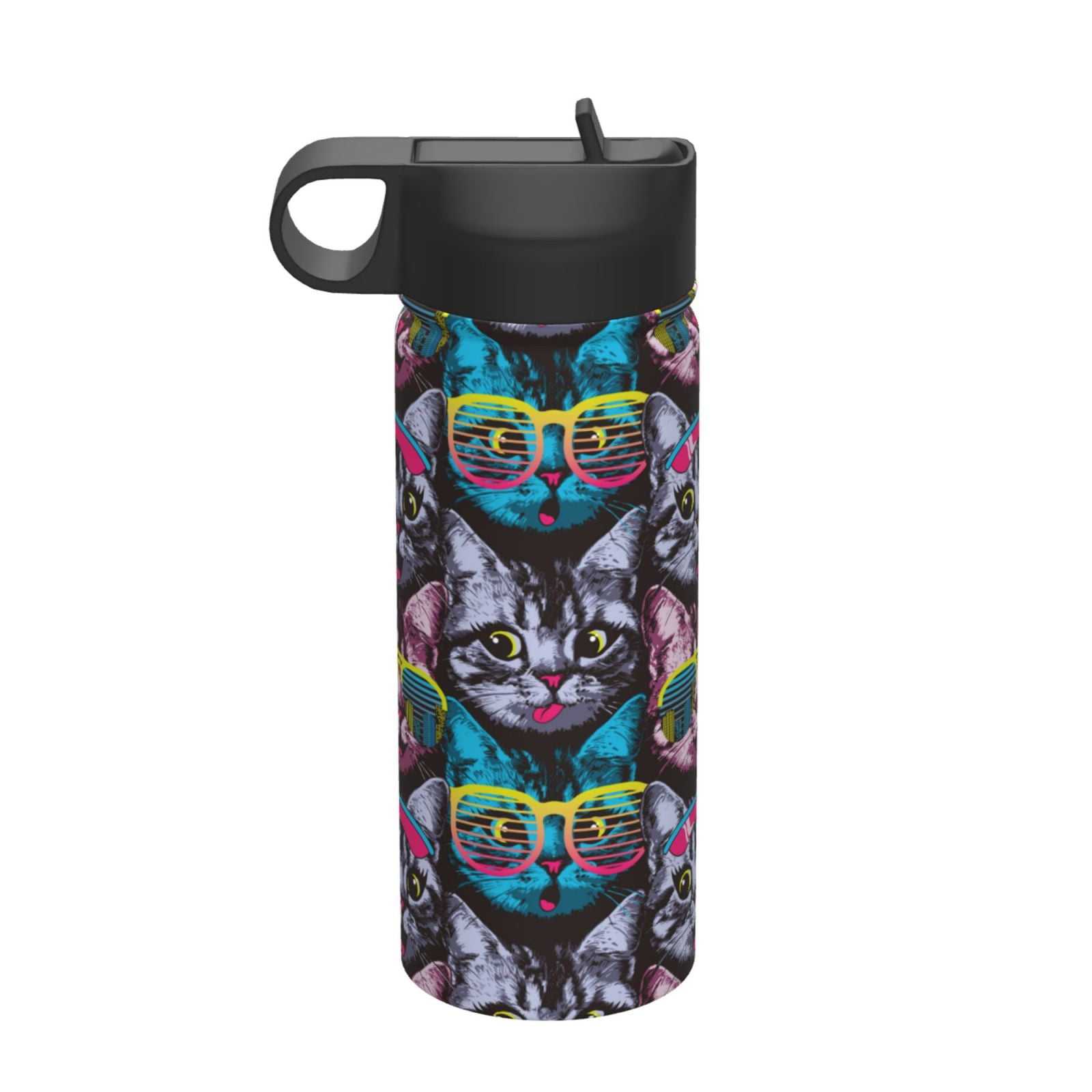 Balery Happy Kitten Faces Pattern Water Bottle,18oz Sports Insulated ...