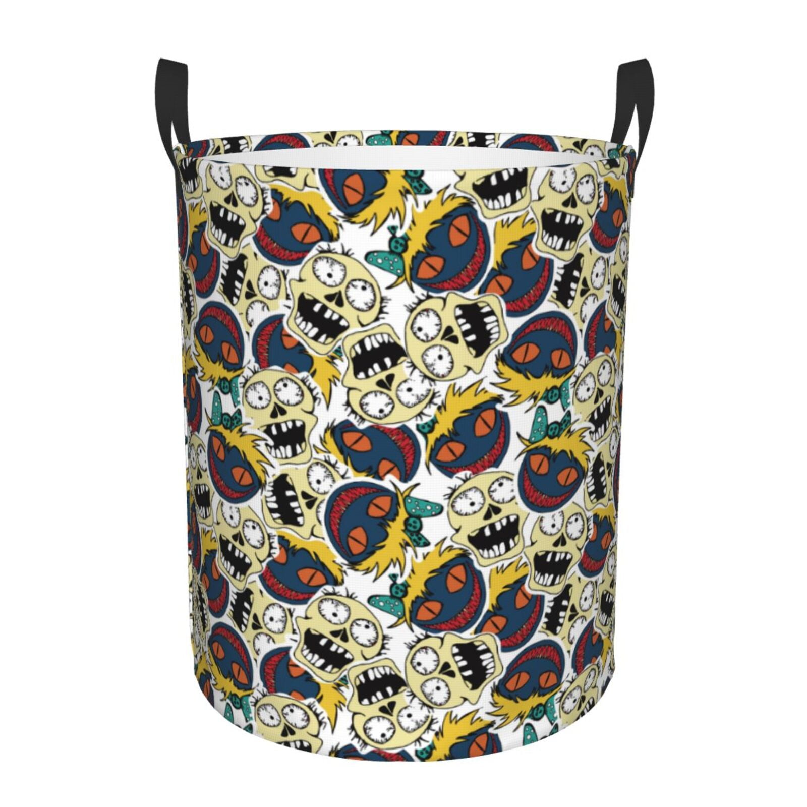 Balery Happy Skeleton Round Laundry Basket with Handles Waterproof ...