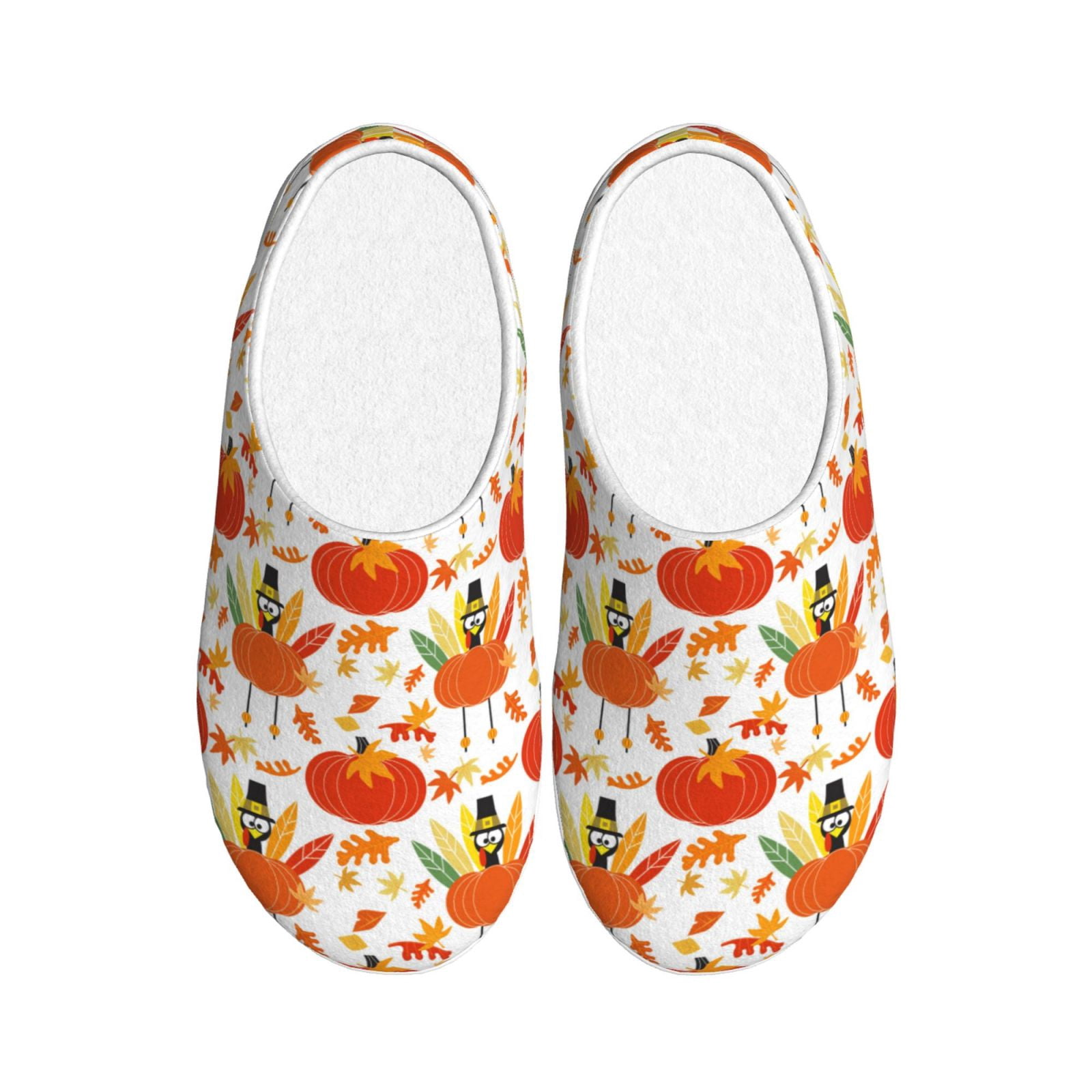 Balery Happy Thanksgiving Day1 Pattern Women's Fuzzy Memory Foam ...