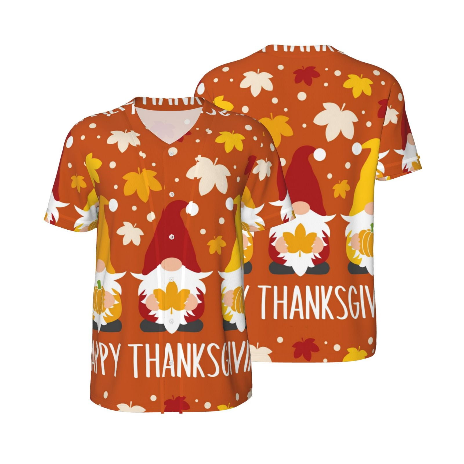 Balery Happy Thanksgiving Three Gnomes Baseball Jersey for Men Casual ...
