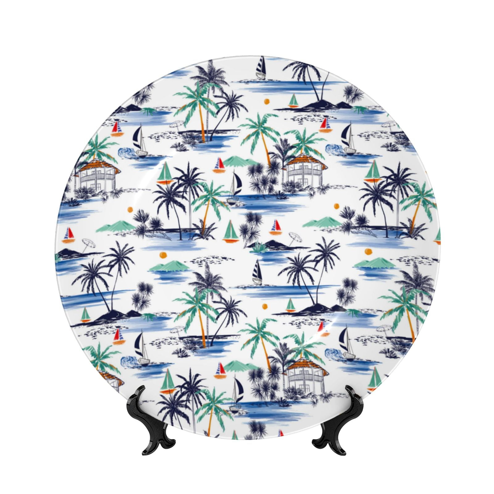 Balery Hawaii Palms Print Bone China Decorative Plate Ceramic Dinner ...