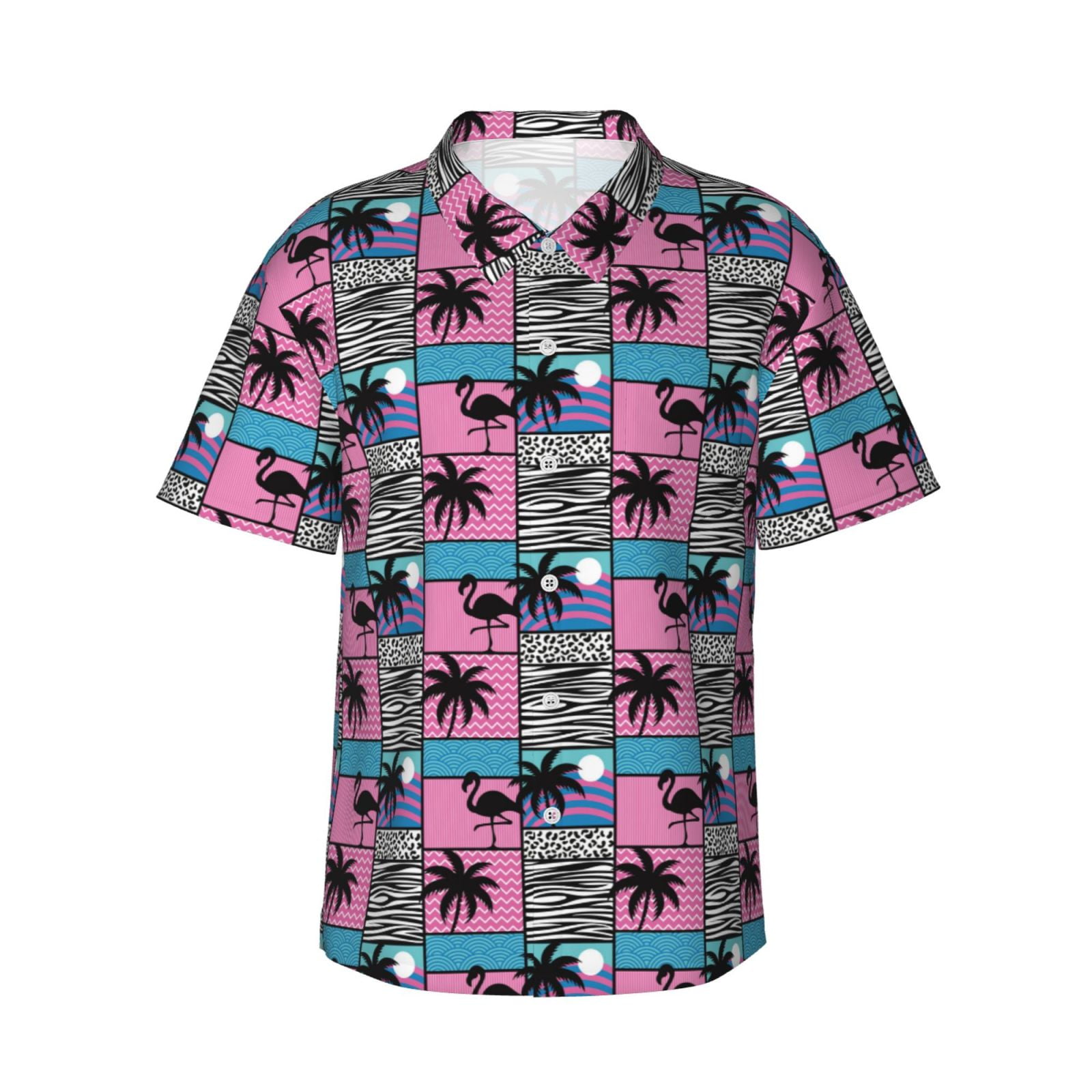 Balery Hawaii Palms Print Men's Hawaiian Shirts Short Sleeve Beach ...
