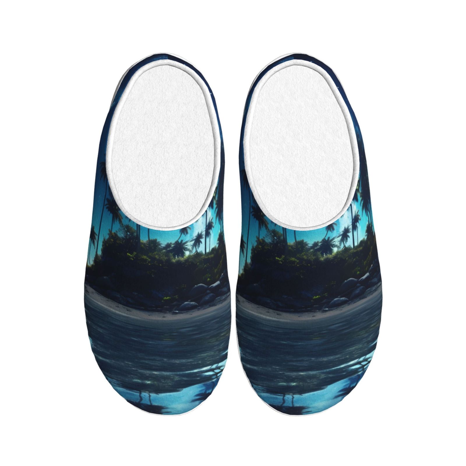 Balery Hawaiian Beach Pirate Moon Pattern Women's Fuzzy Memory Foam ...