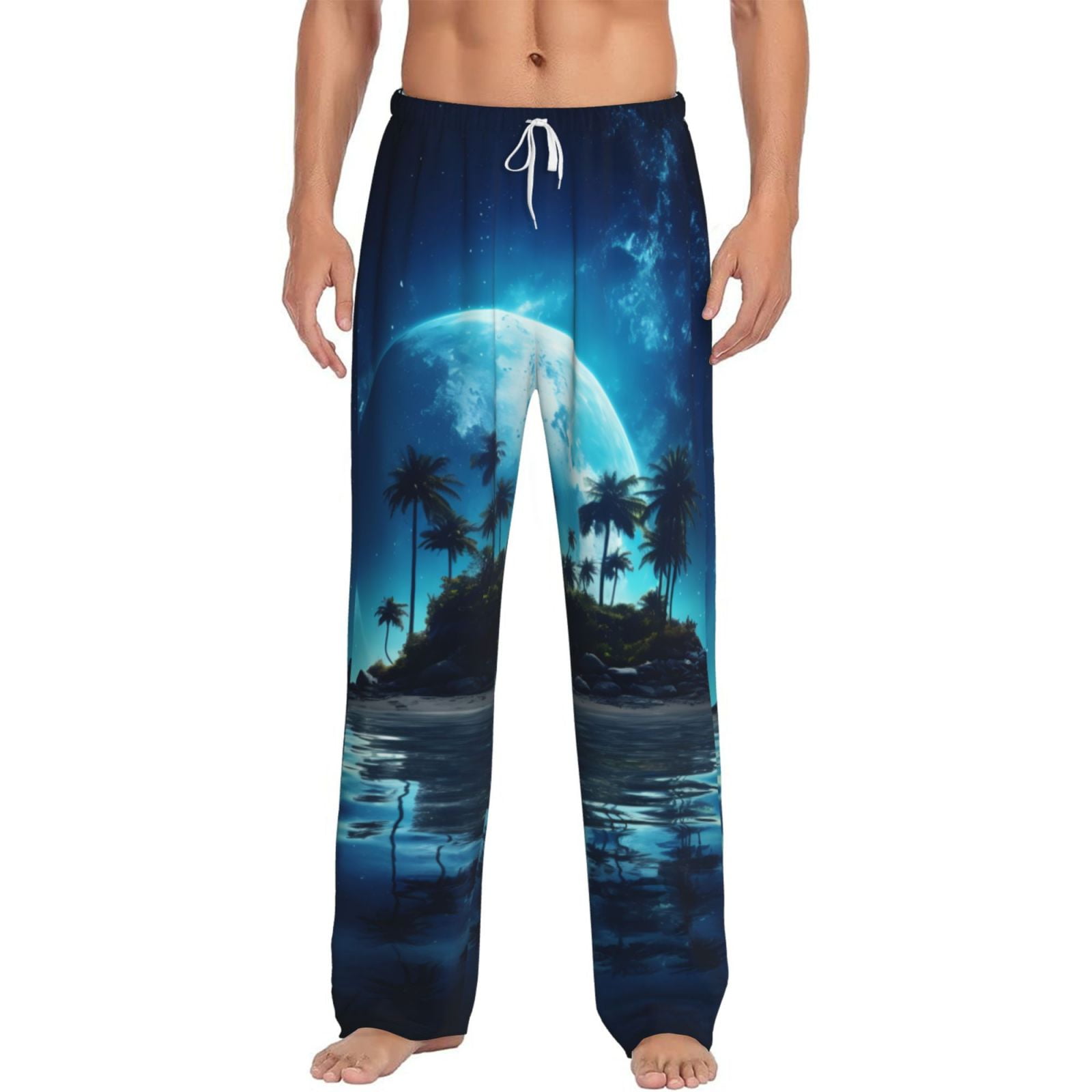 Balery Hawaiian Beach Pirate Moon print Men's Pajama Pants,Ultra ...