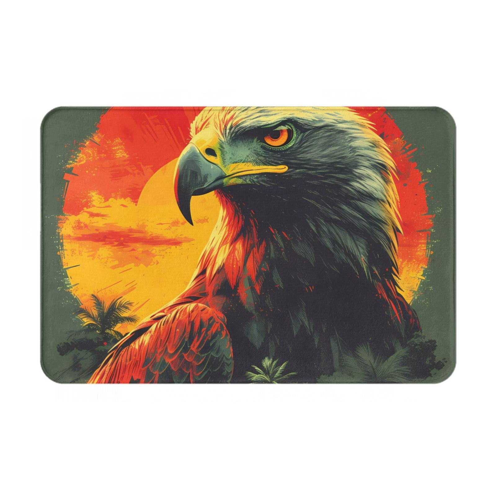 Balery Hawaiian Style Bald Eagle Doormat, Durable Flannel Fabric ...
