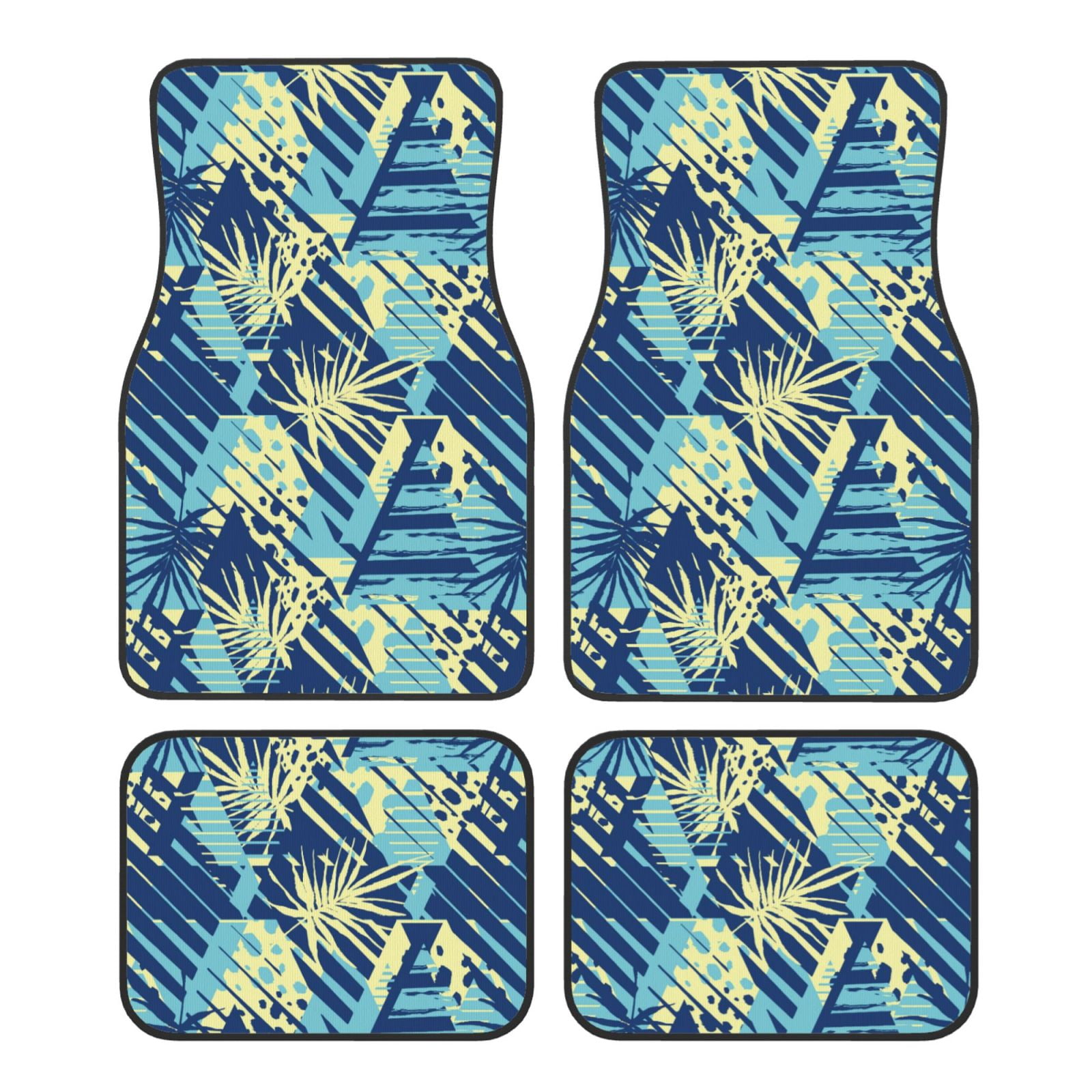 Balery Hawaiian Style Pattern 4-Piece Floor Mats, Heavy-Duty Rubber ...