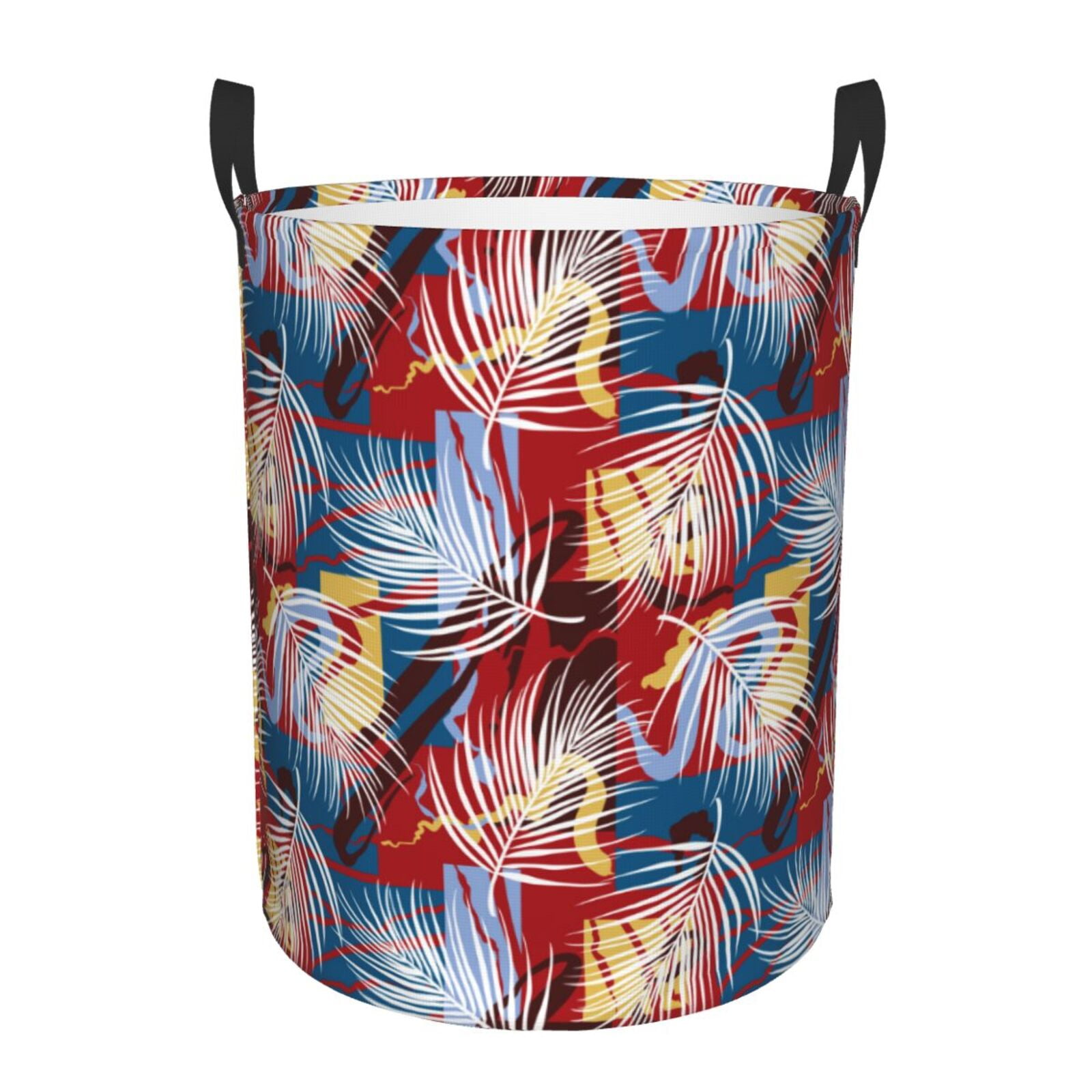 Balery Hawaiian Style Round Laundry Basket with Handles Waterproof Freestanding Laundry Hamper ...