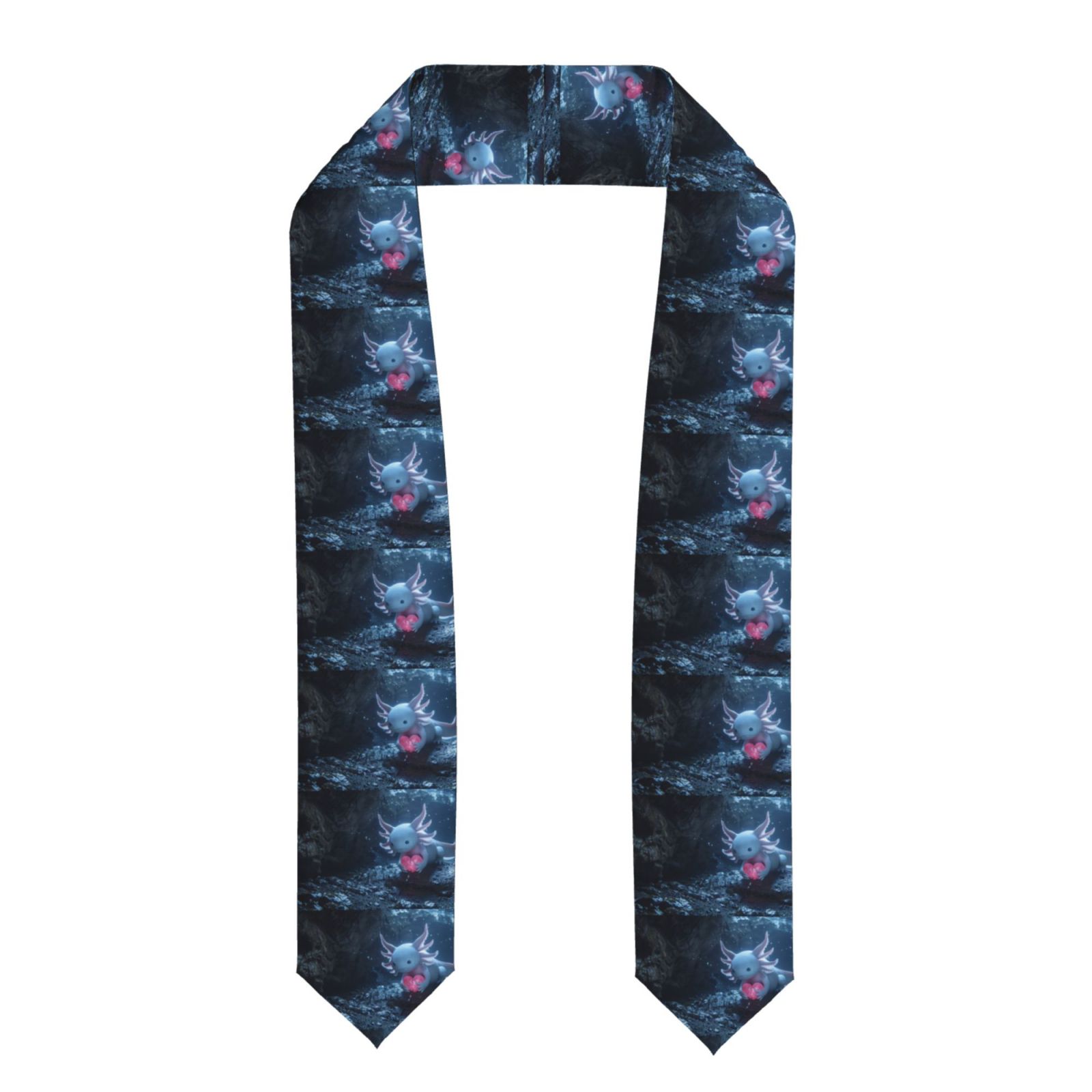 Balery Heart Axolotl Pattern Graduation Shawl Stole – Premium Satin ...
