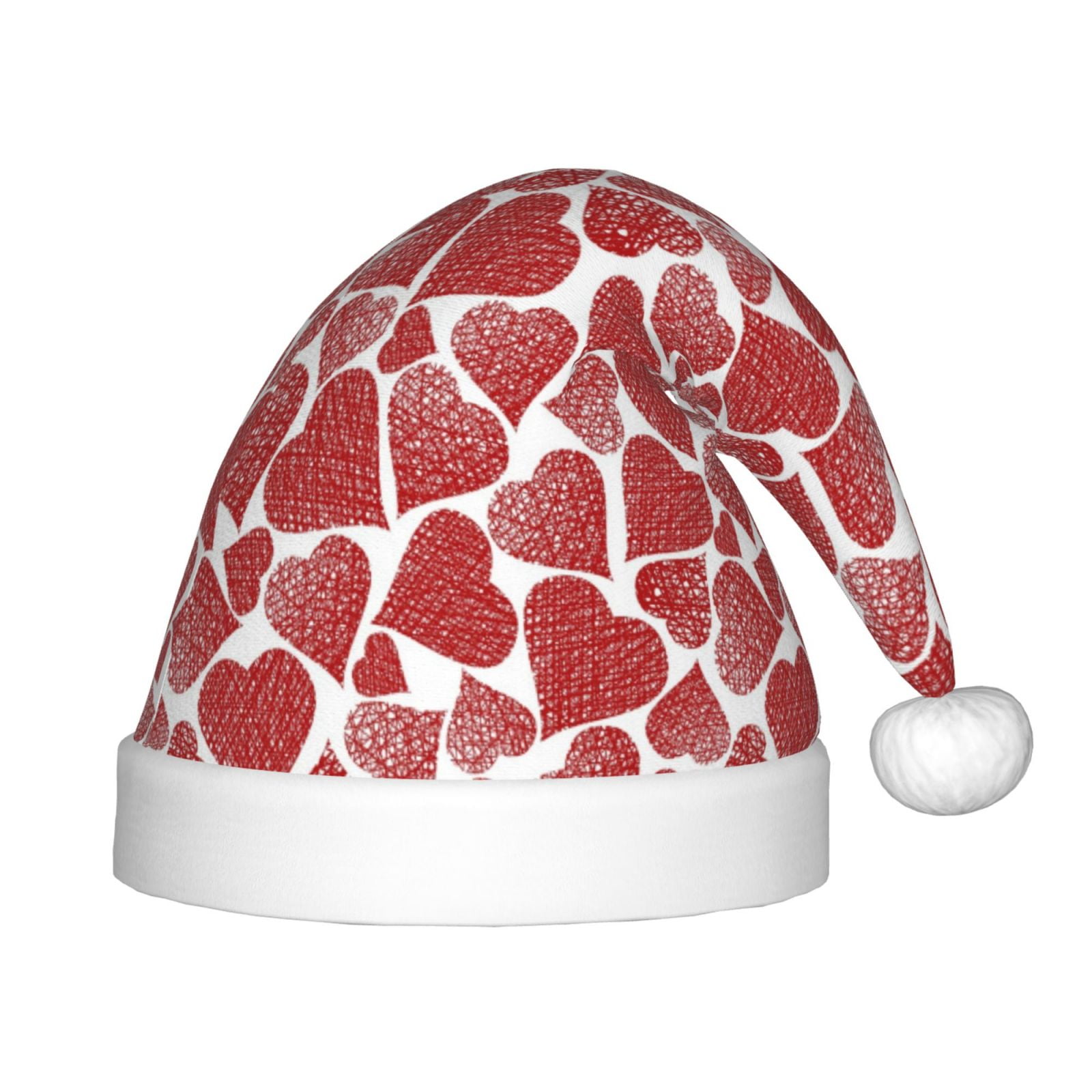 Balery Hearts Pattern Santa Hat Christmas Hat Funny Christmas Hat ...