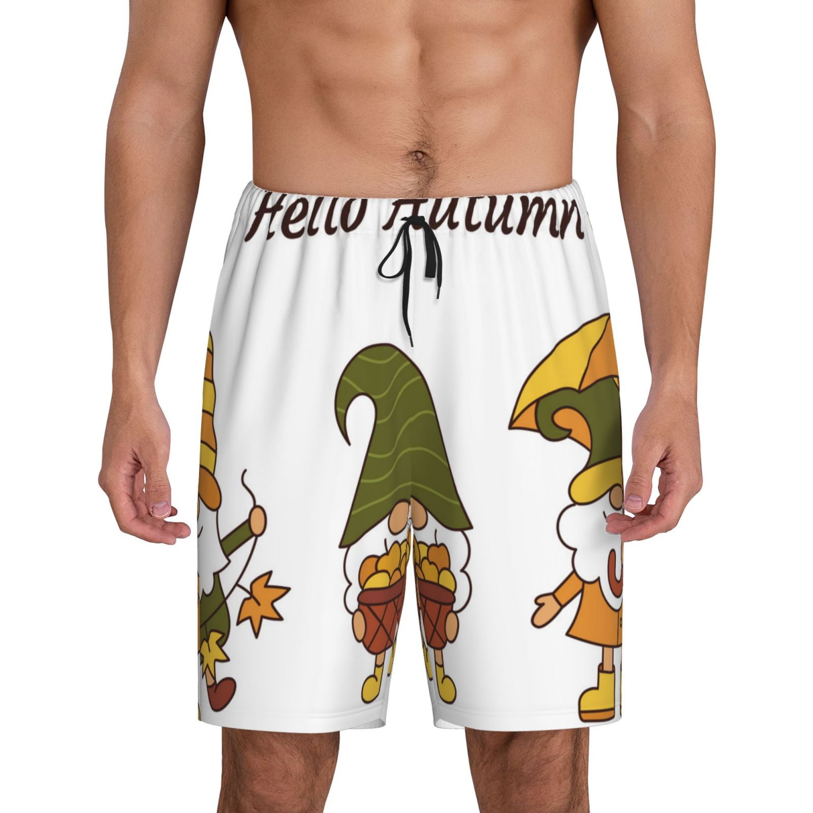 Balery Hello Autumn Men's Cotton Knit Pajama Shorts Waistband & Pockets,Short Pajama Pants-Large ...