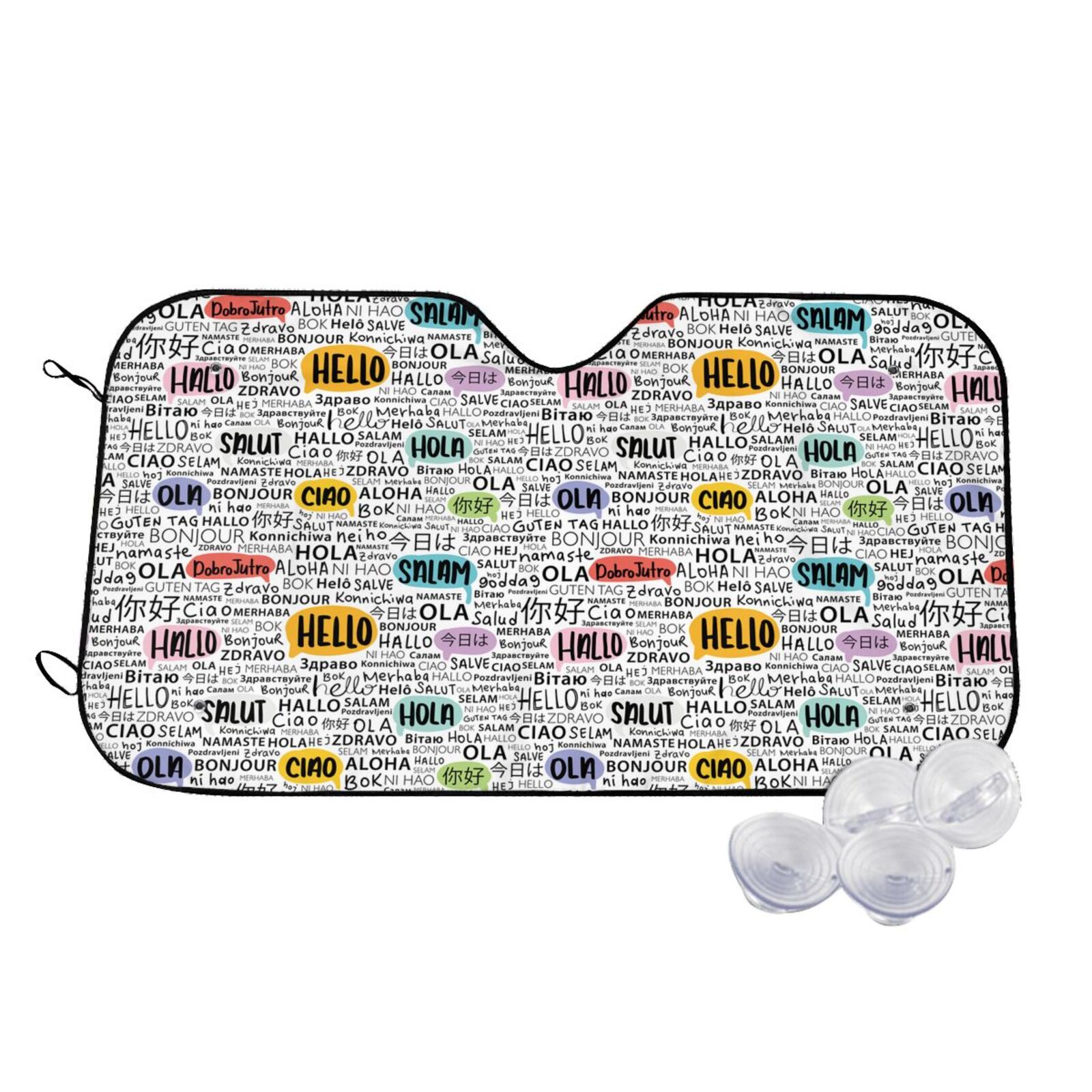 Balery Hello Print Car Windshield Sun Shade,Windshield Sunshade for Car ...