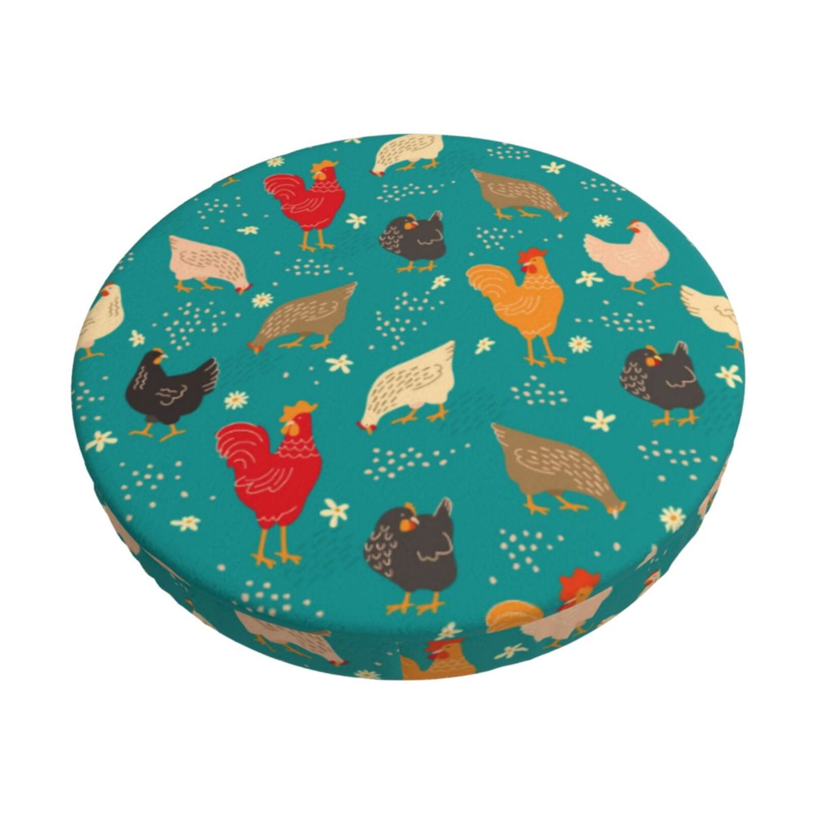 Balery Hens And Rooster Round Bar Stool Seat Covers Velvet Fabric ...