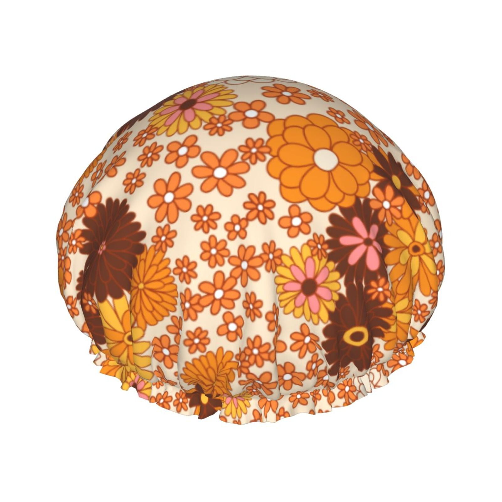 Balery Hippie Ditsy Floral Shower Caps, Double Layer Waterproof Shower ...