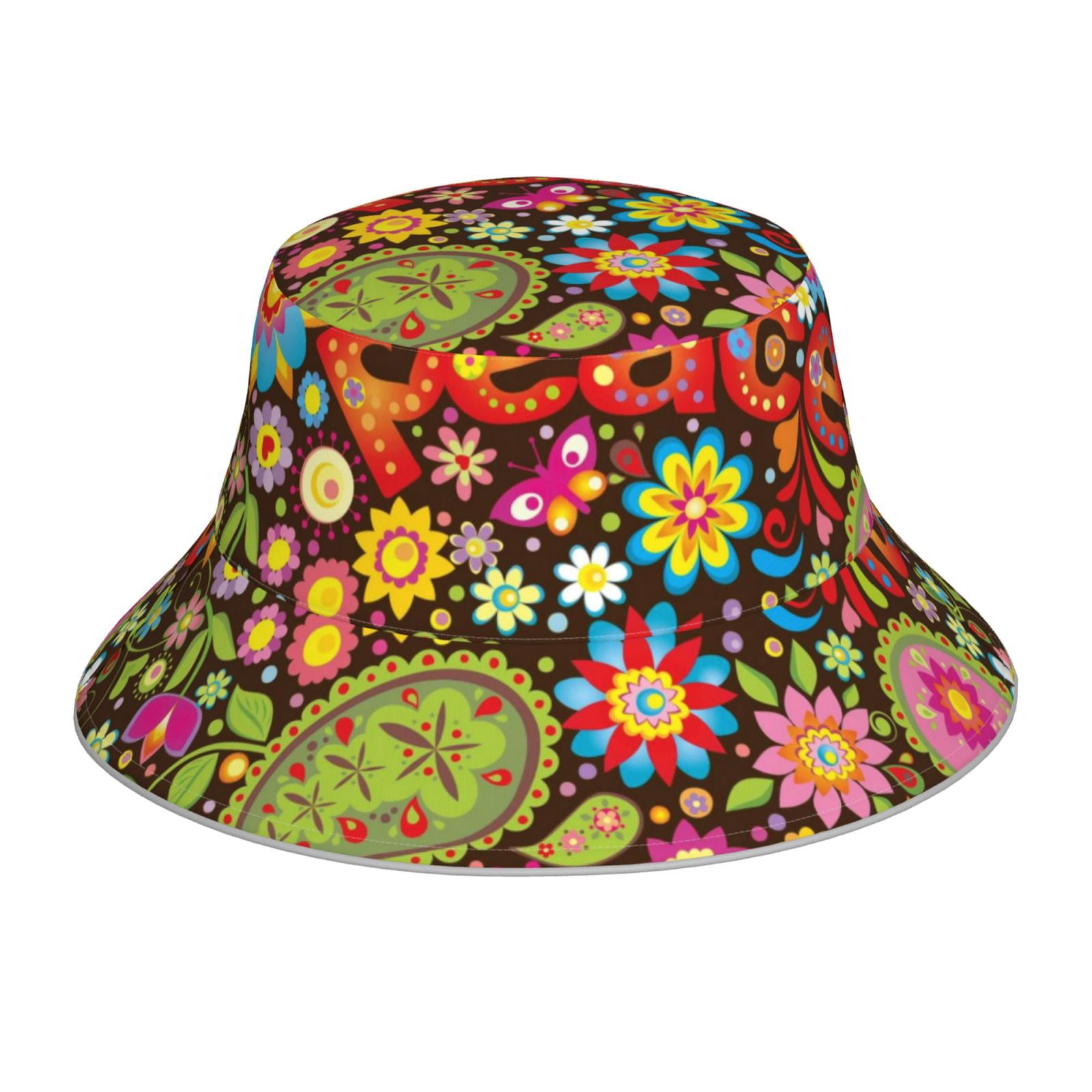 Balery Hippie Peace Love Sun Hats for Men Women Bucket Hat UPF 50 ...