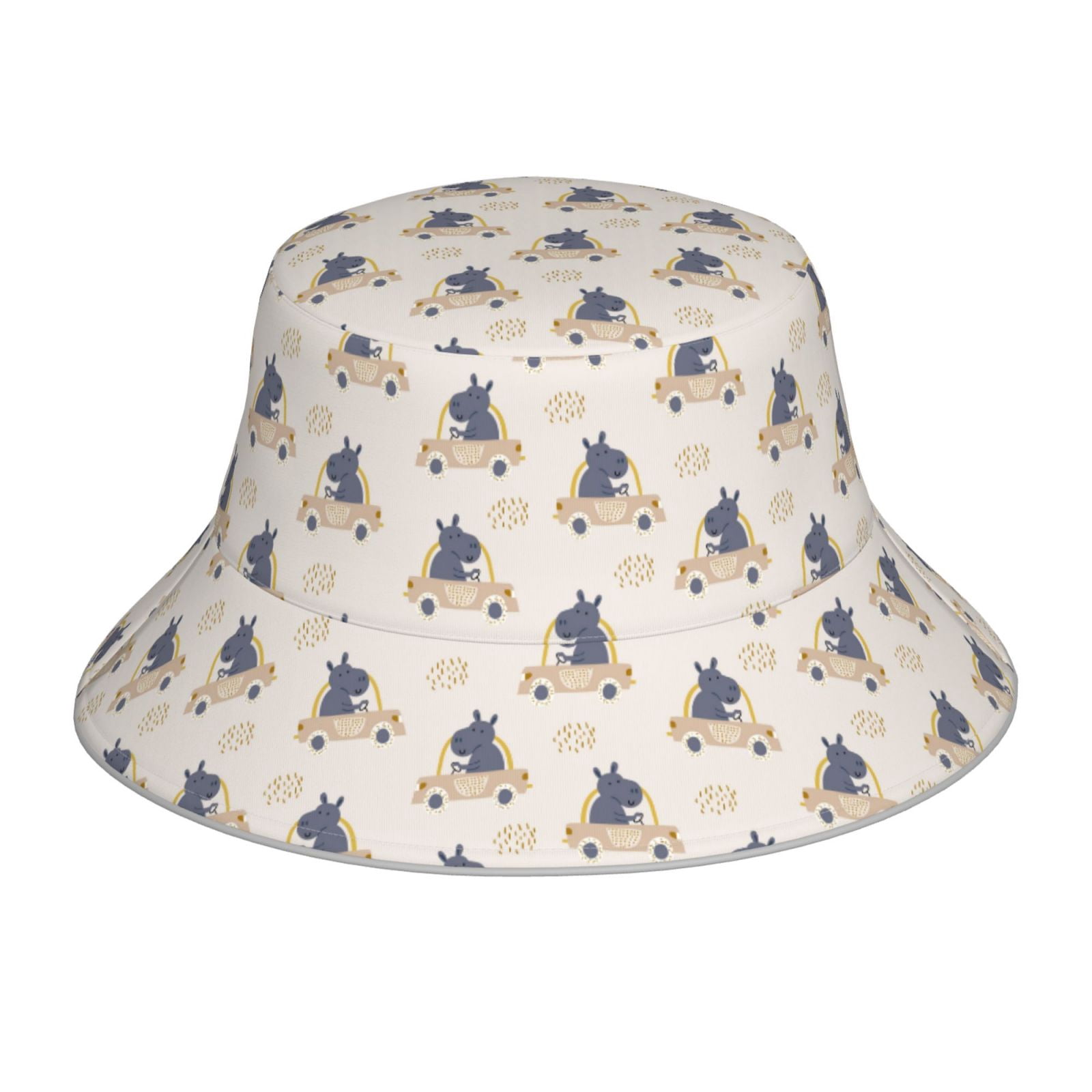 Balery Hippos Driving A Car Sun Hats for Men Women Bucket Hat UPF 50 ...