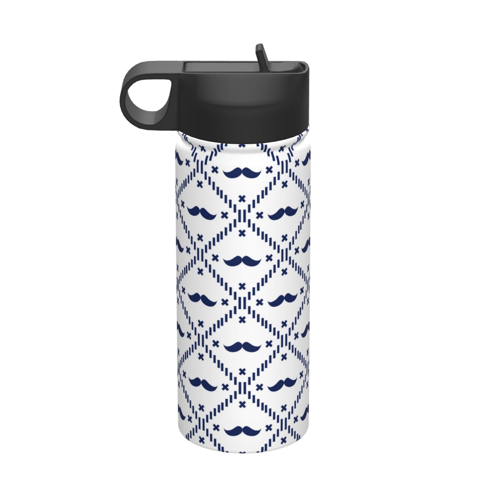 Balery Hipster Mustache Pattern Water Bottle,18oz Sports Insulated ...