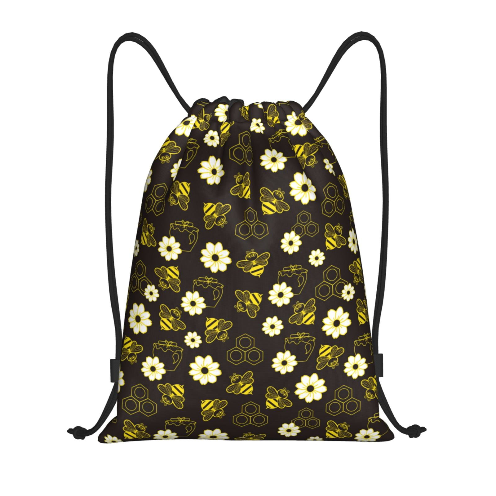 Balery Honey Bees With Flowers Pattern Drawstring Backpack Bag Sport Gym Sackpack Cinch Bags ...