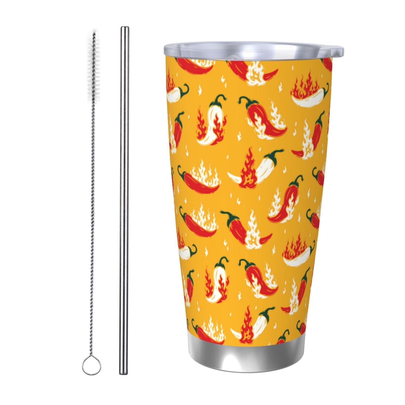 Balery Hot Chilli Pattern 20oz Insulated Car Cup with Dual Drink Lids ...