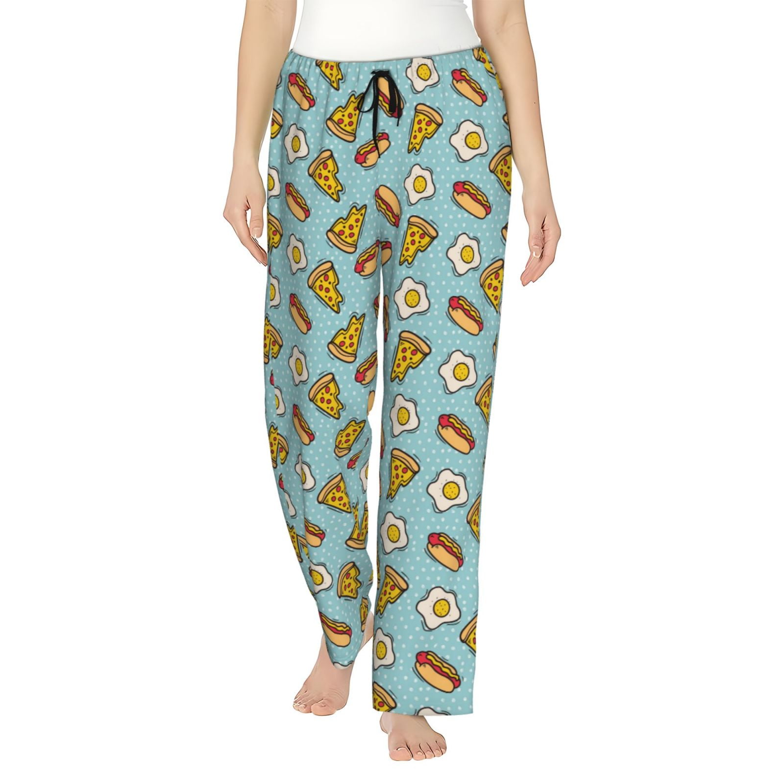 Balery Hot Dog Pizza print Women's Pajama Pants,Ultra Lightweight Pjs ...