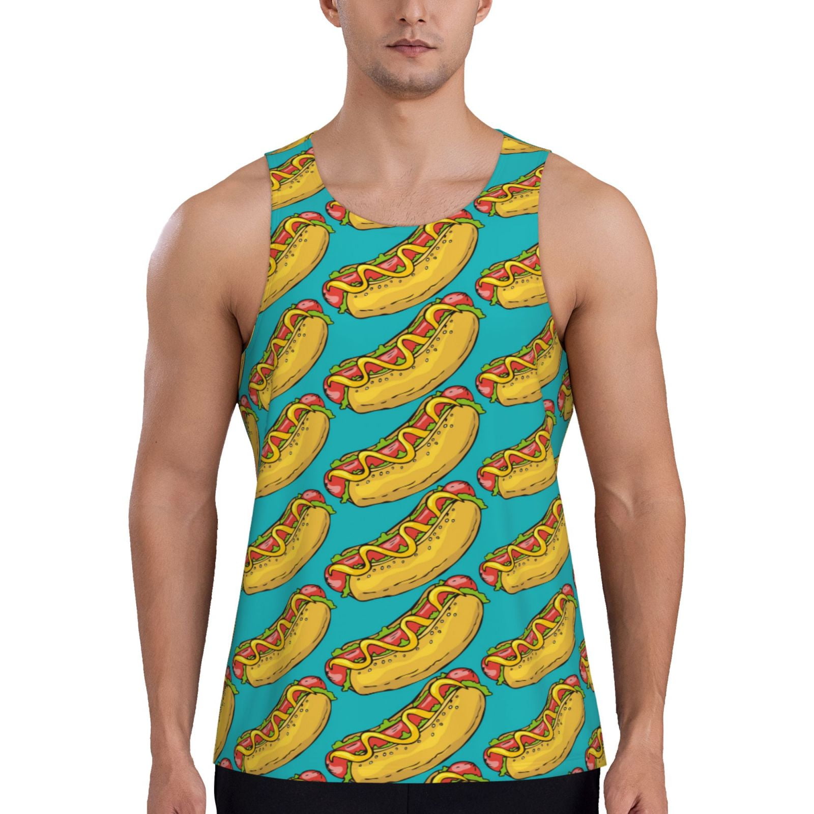 Balery Hot Dogs 8 Pattern Men's Workout Tank Top Gym Muscle Tee Fitness ...