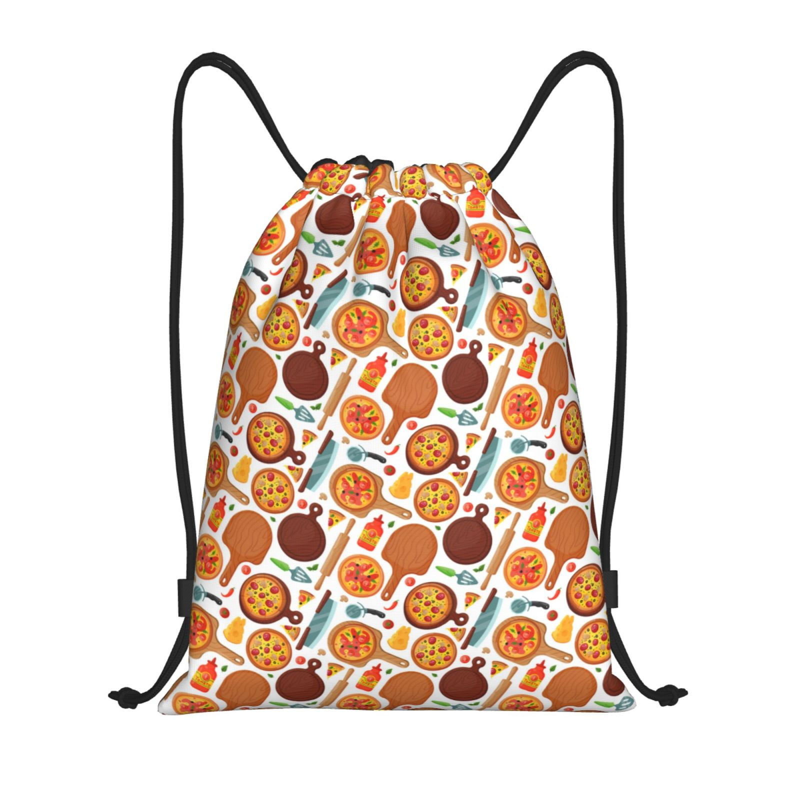 Balery Hot Fresh Pizza Pattern Drawstring Backpack Bag Sport Gym ...