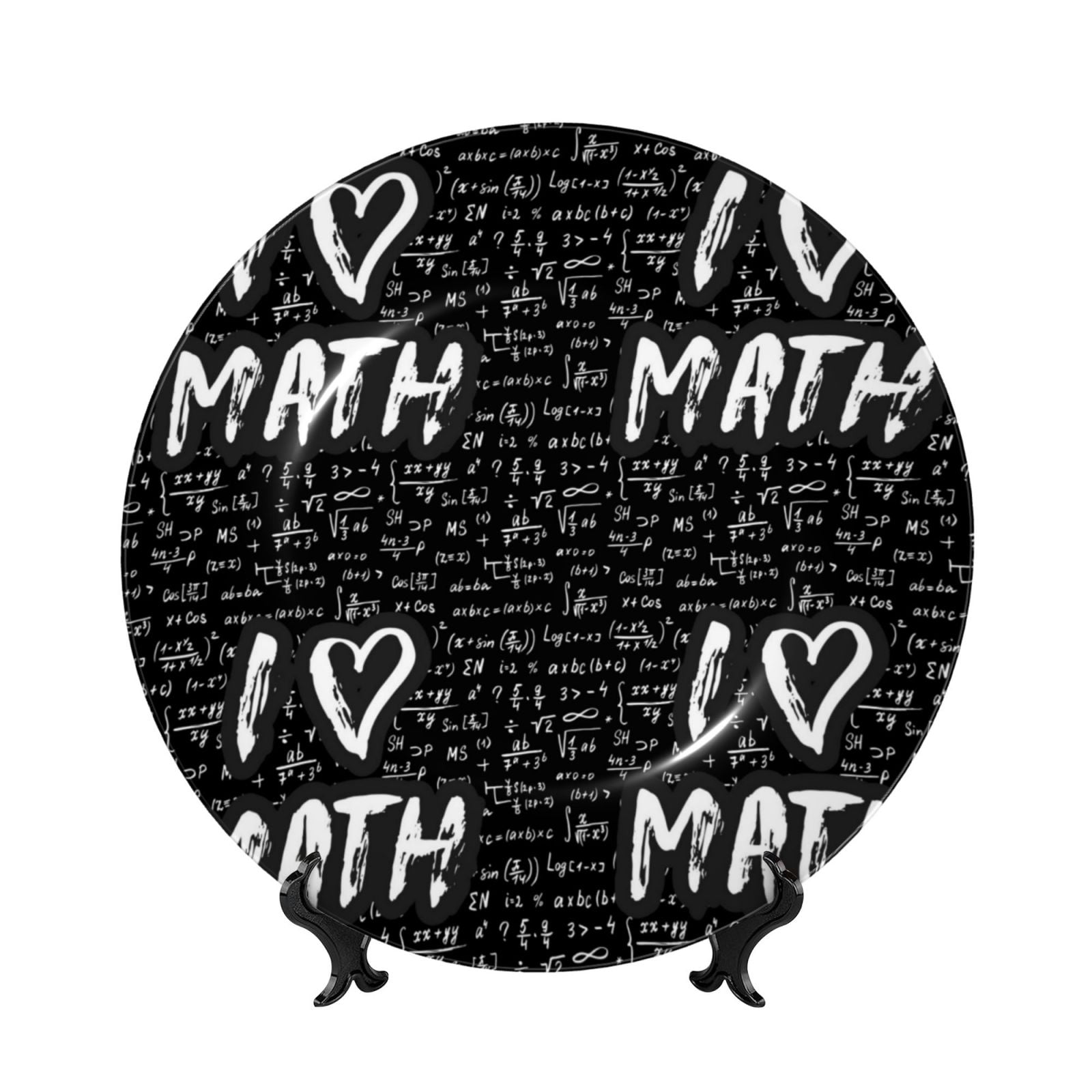 Balery I love Math Print Bone China Decorative Plate Ceramic Dinner ...