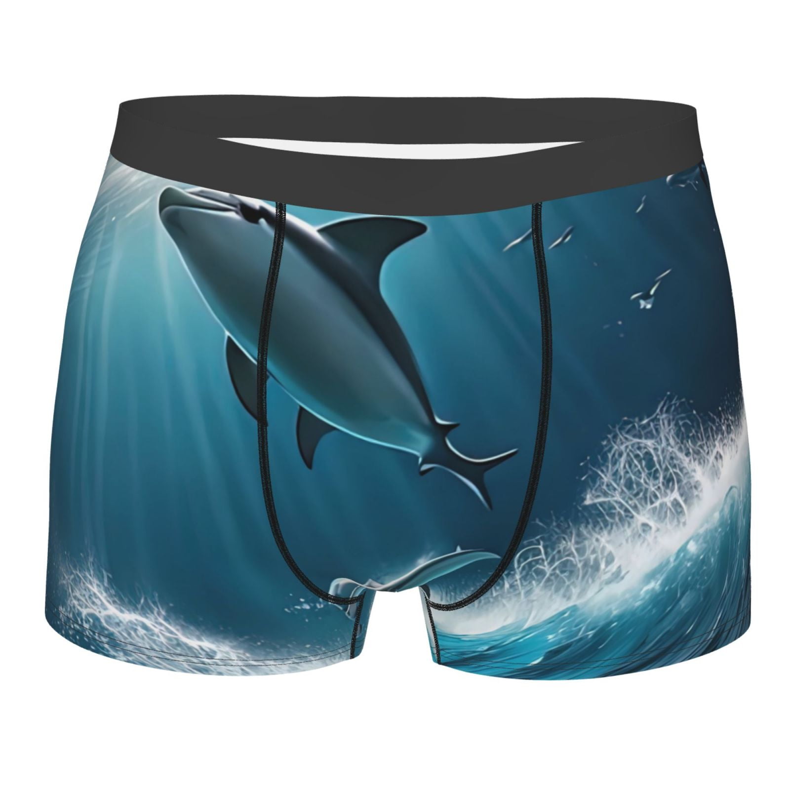 Balery Ice Blue Ocean Cute Dolphin A Men's Boxer Briefs, Soft and ...