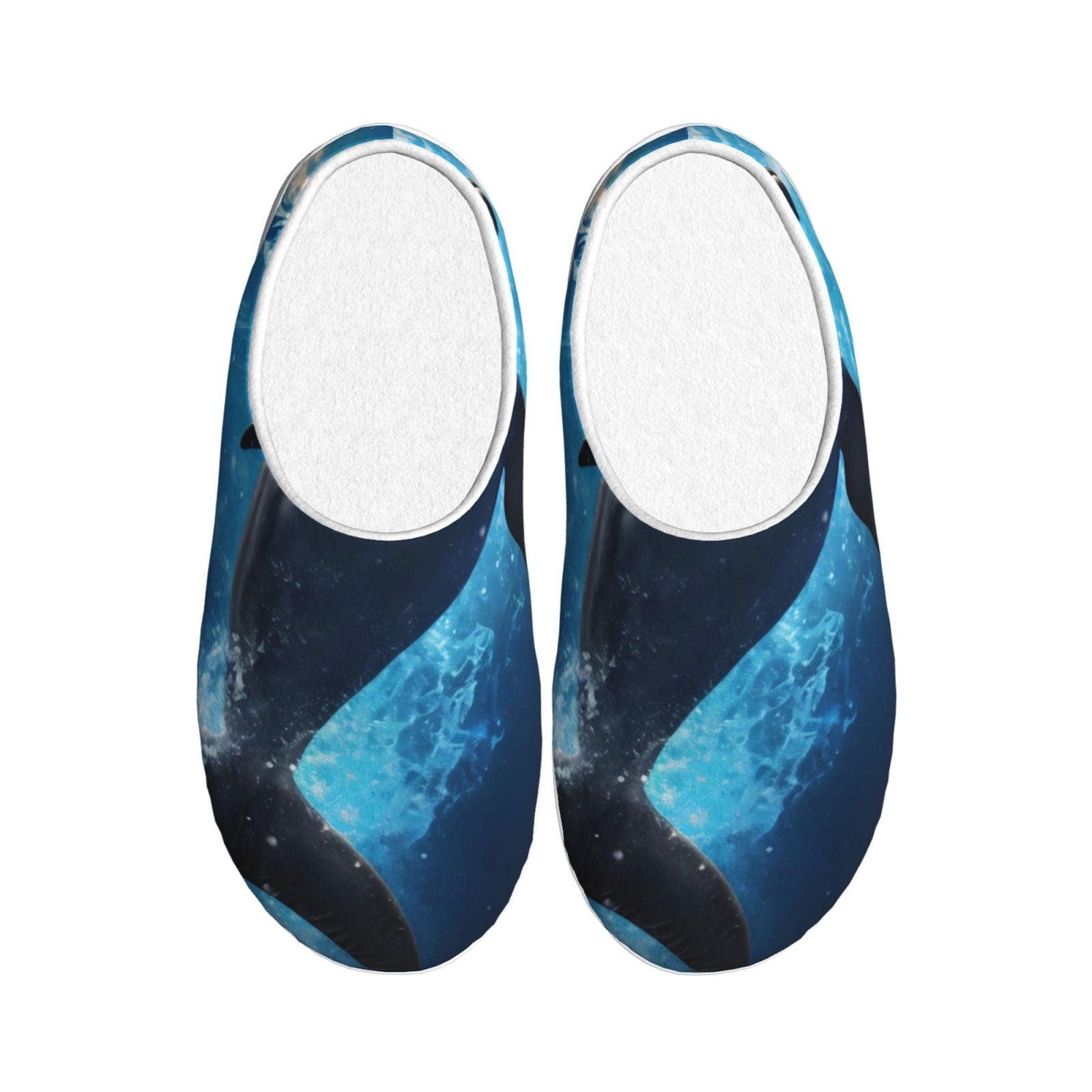 Balery Ice Blue Ocean Cute Dolphin Pattern Women's Fuzzy Memory Foam ...