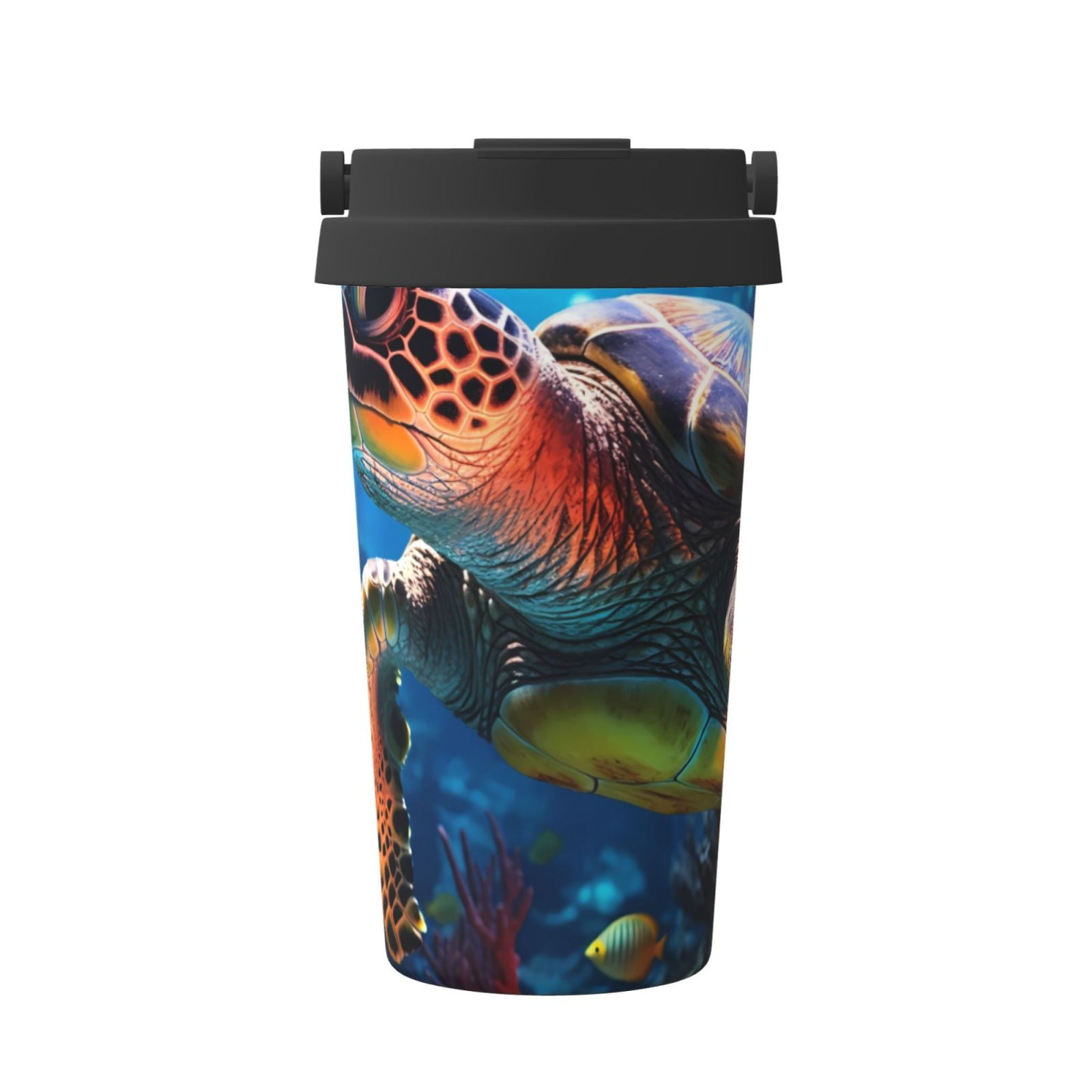 Balery Ice Blue Ocean Sea Turtle Pattern Insulated Coffee Travel Mug ...