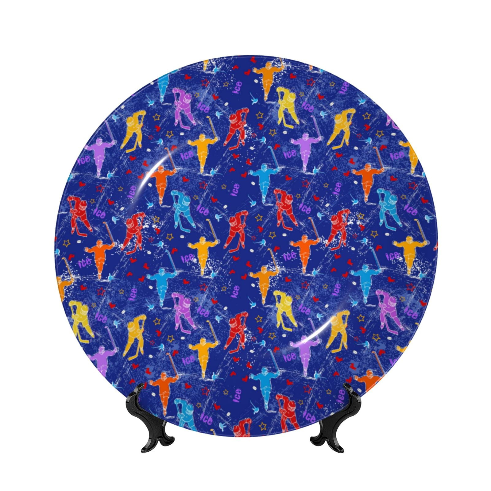 Balery Ice Hockey Players With Puck Print Bone China Decorative Plate ...