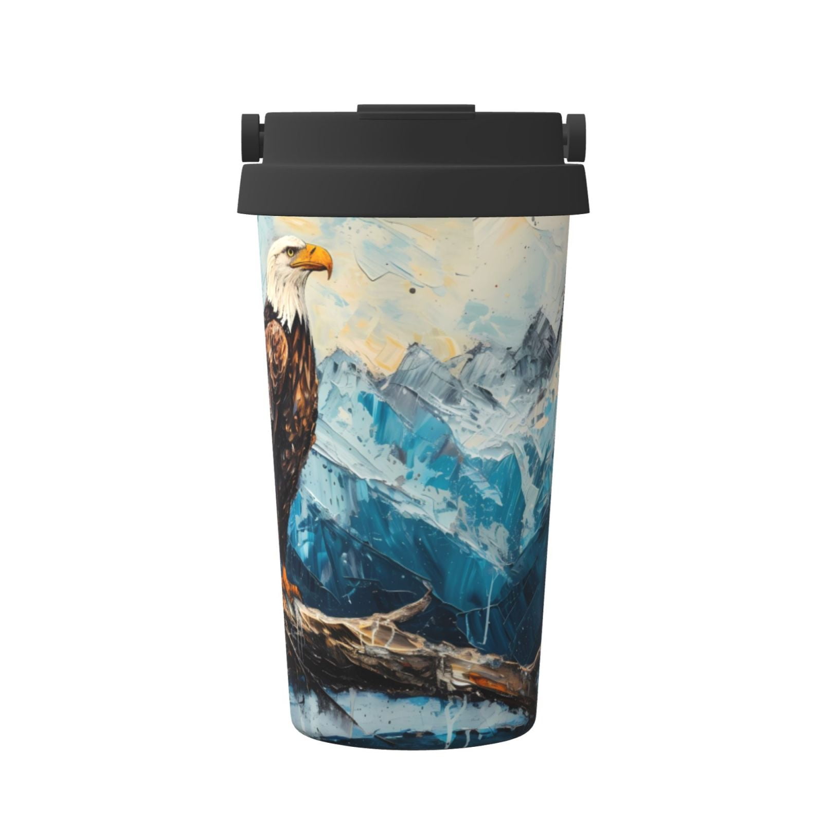 Balery Iceberg Bald Eagle Pattern Insulated Coffee Travel Mug Stainless ...
