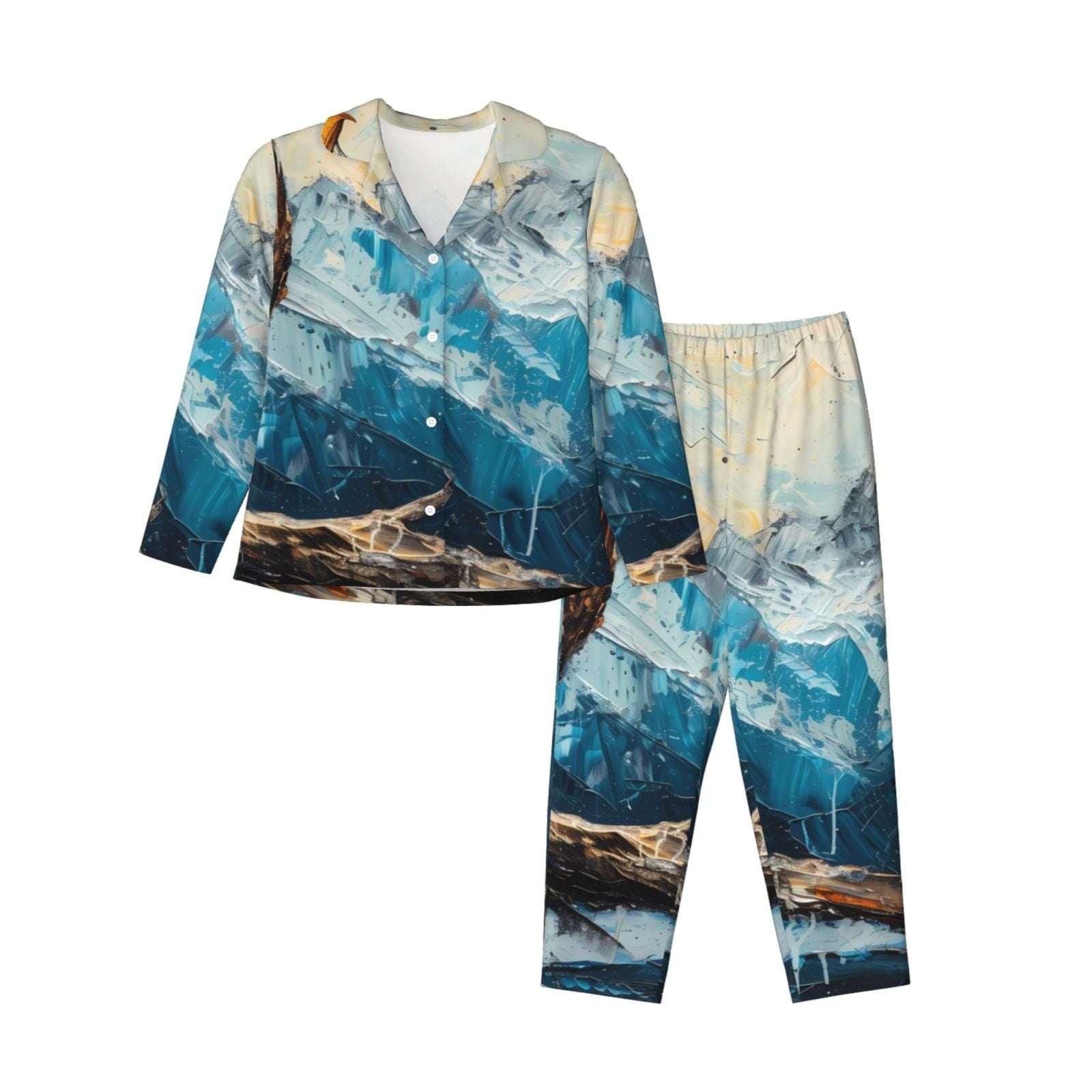Balery Iceberg Bald Eagle Pattern Pajama Sets for Women Long Sleeve 2 ...