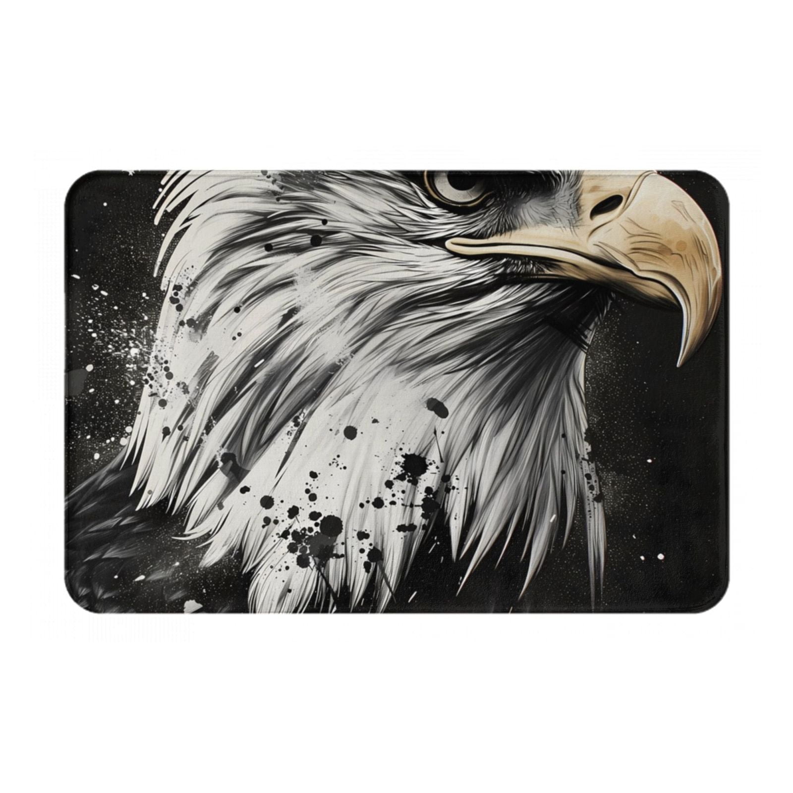Balery Ink Style Bald Eagle Doormat, Durable Flannel Fabric, Waterproof ...