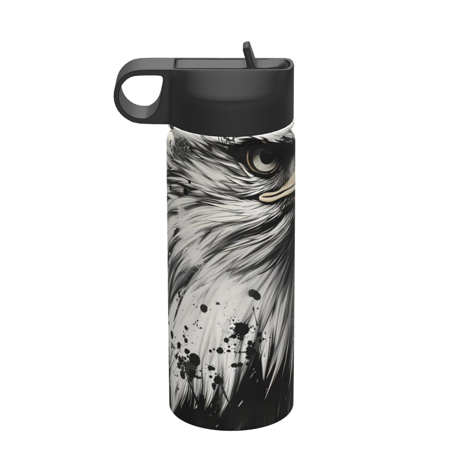Balery Ink Style Bald Eagle Pattern Water Bottle,18oz Sports Insulated ...