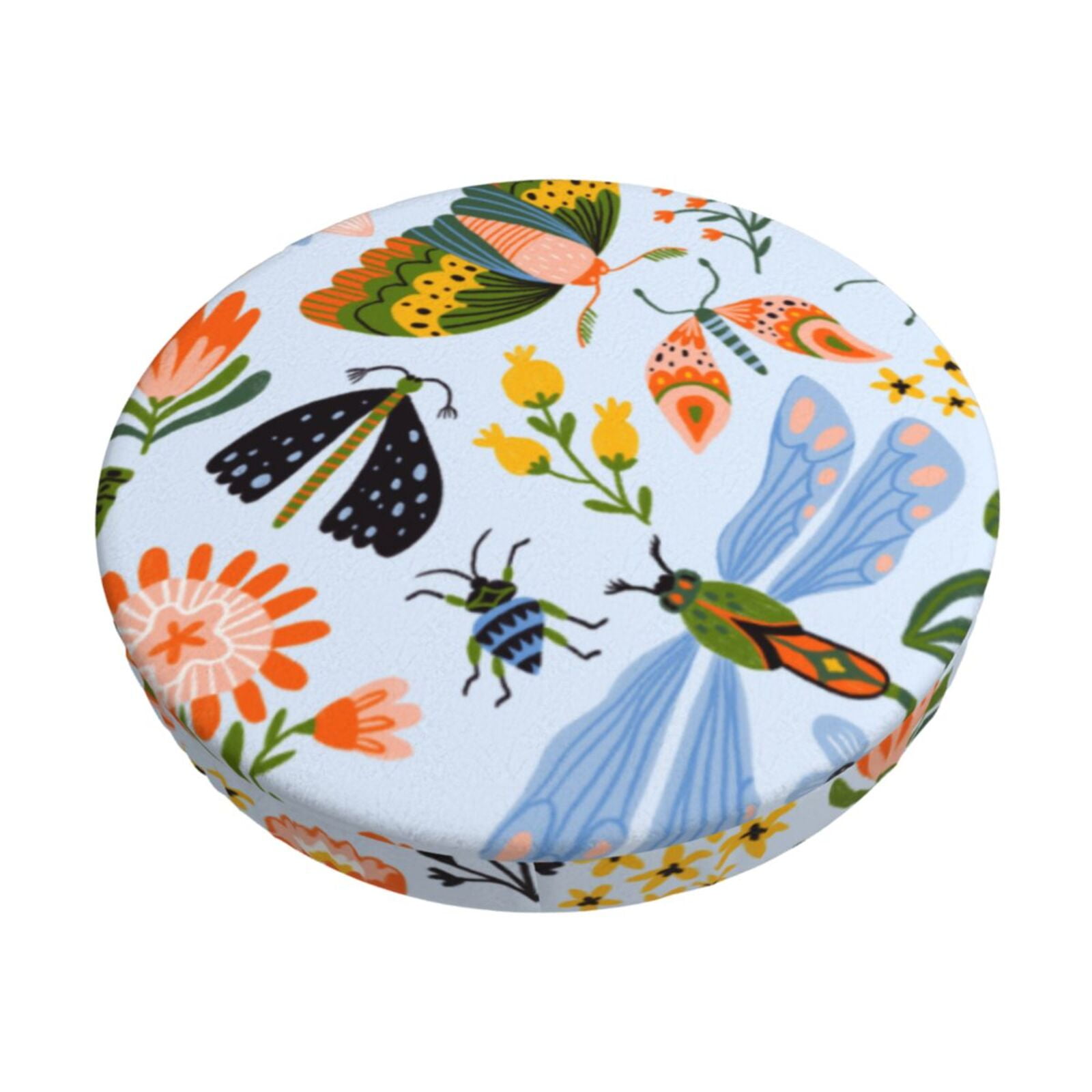 Balery Insects And Flowers Velvet Round Bar Chair Cushion Cover ...