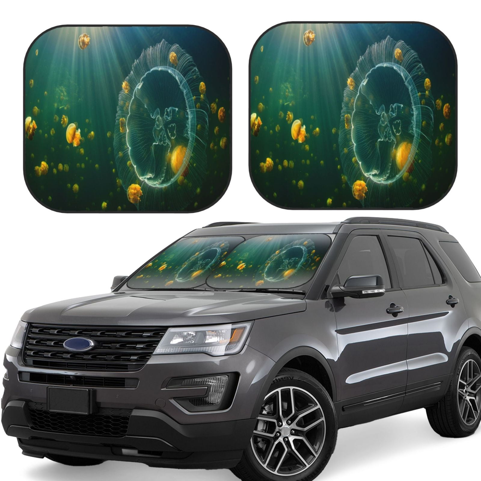 Balery Jelly Fish Sun Shield 2 Pack For Car Front Windows Foldable Sun ...