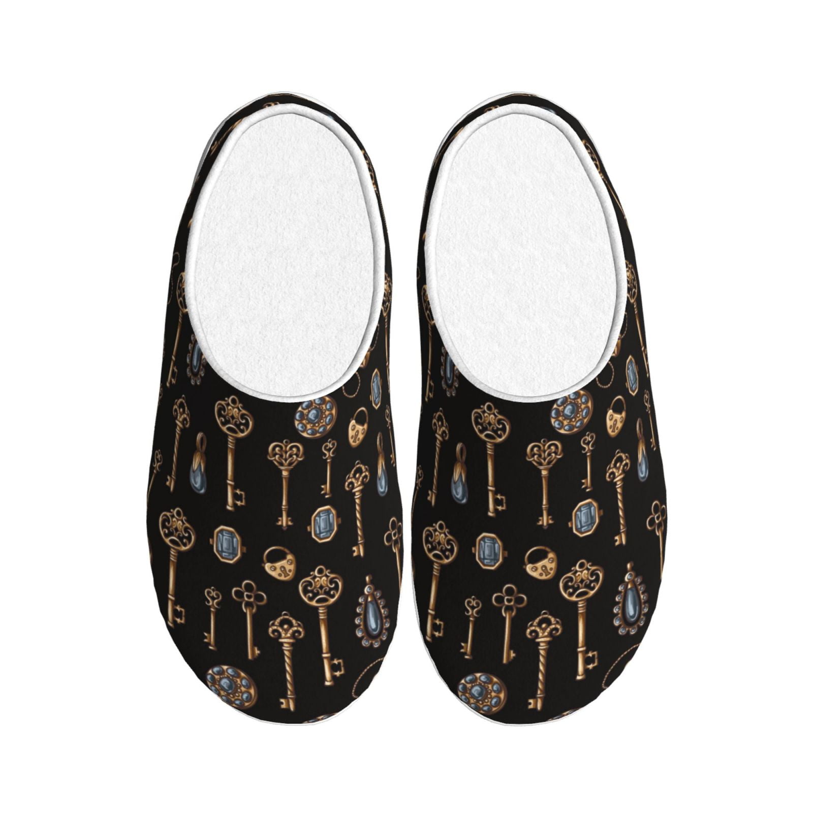 Balery Jewelry And Keys Pattern Women's Fuzzy Memory Foam Slippers ...