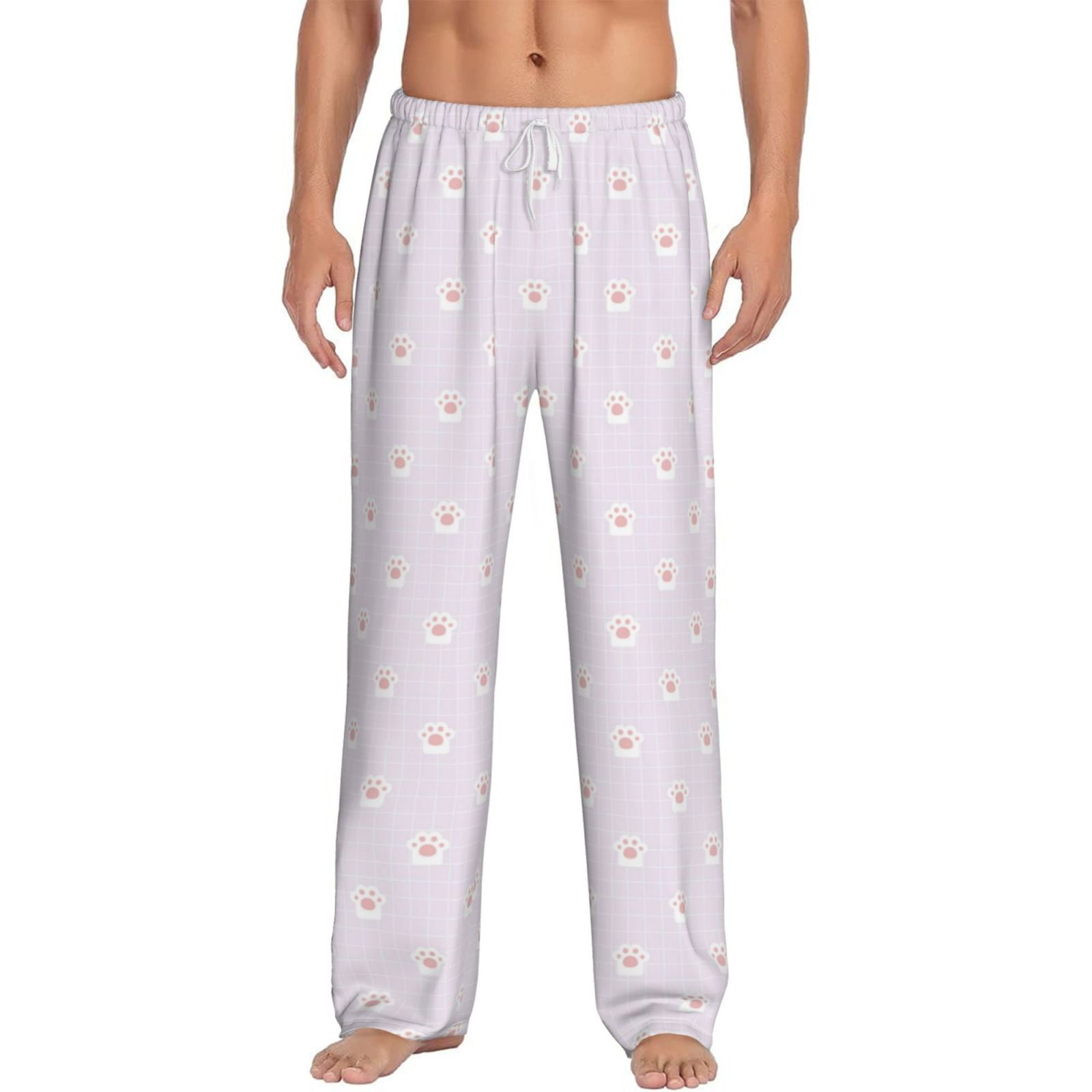 Balery Kawaii Cat Paw print Men's Pajama Pants,Ultra Lightweight Pjs ...