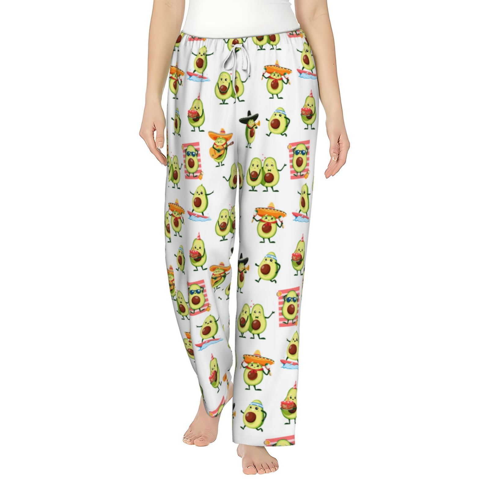 Balery Kawaii Mexican Avocado print Women's Pajama Pants,Ultra ...
