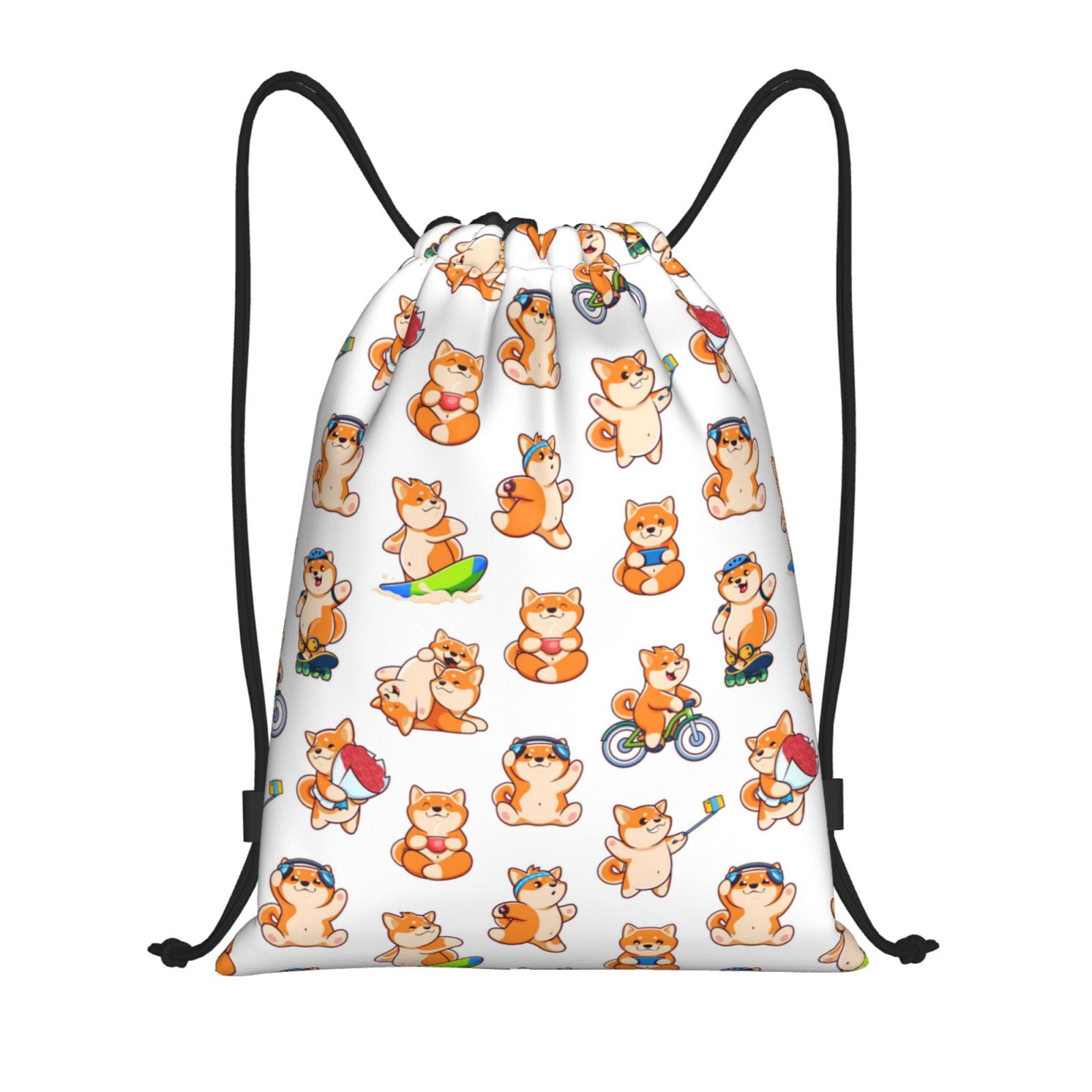 Balery Kawaii Shiba Dog Pattern Drawstring Backpack Bag Sport Gym ...