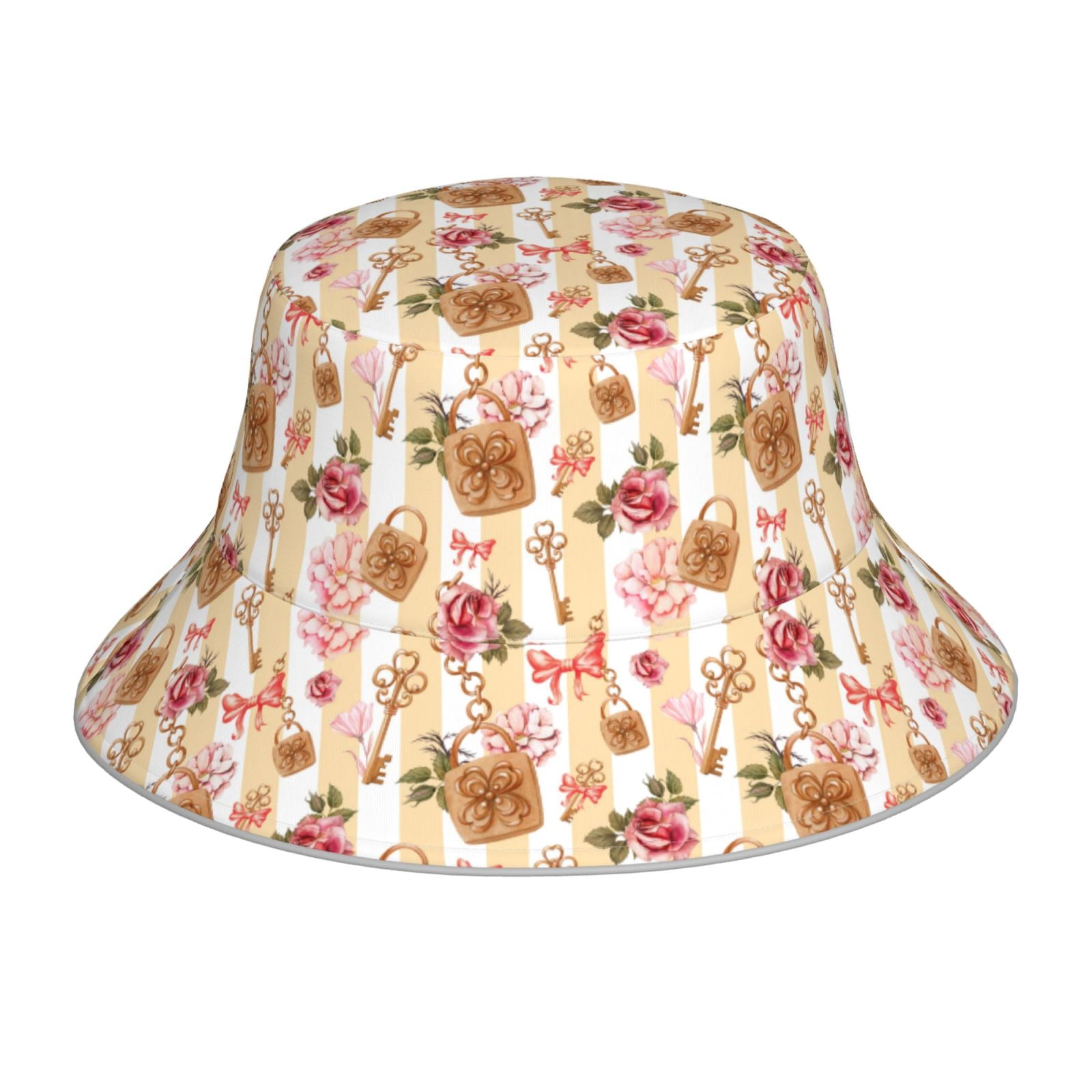 Balery Key Lock And Flowers Sun Hats for Men Women Bucket Hat UPF 50 ...