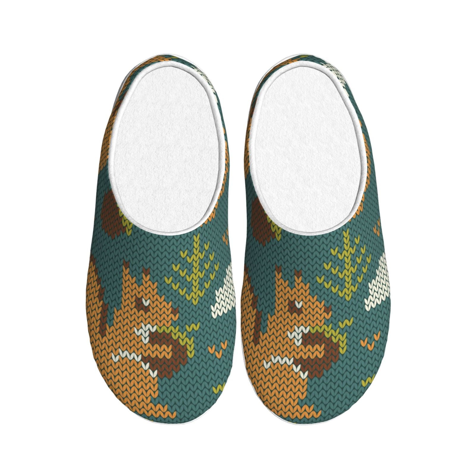 Balery Knitted Woodland Squirrel Pattern Women's Fuzzy Memory Foam ...