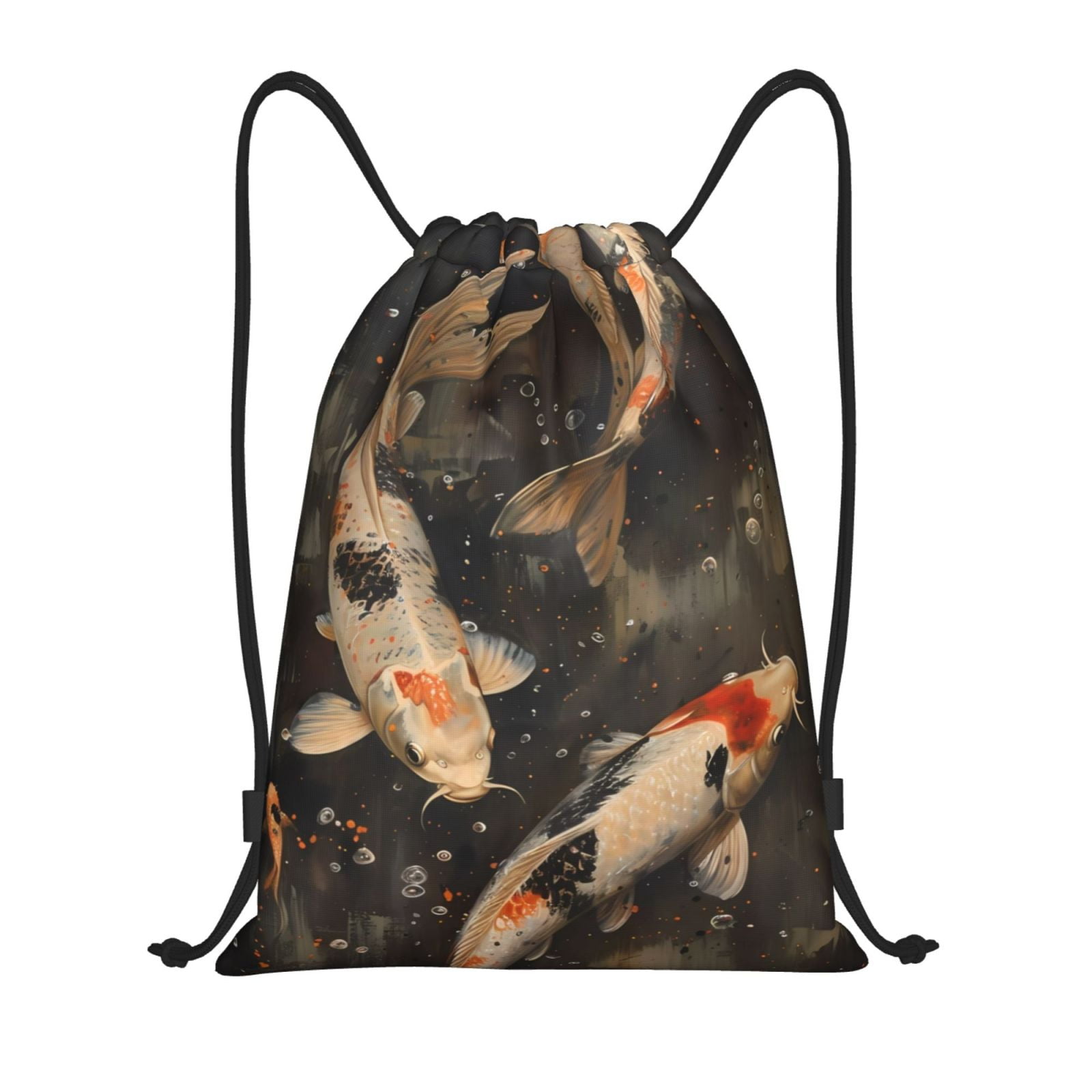 Balery Koi Fish Tranquility Pattern Drawstring Backpack Bag Sport Gym ...