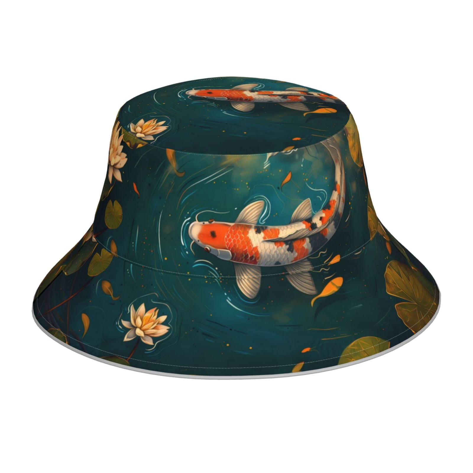 Balery Koi Pond Lilies Sun Hats for Men Women Bucket Hat UPF 50+ Buckey ...