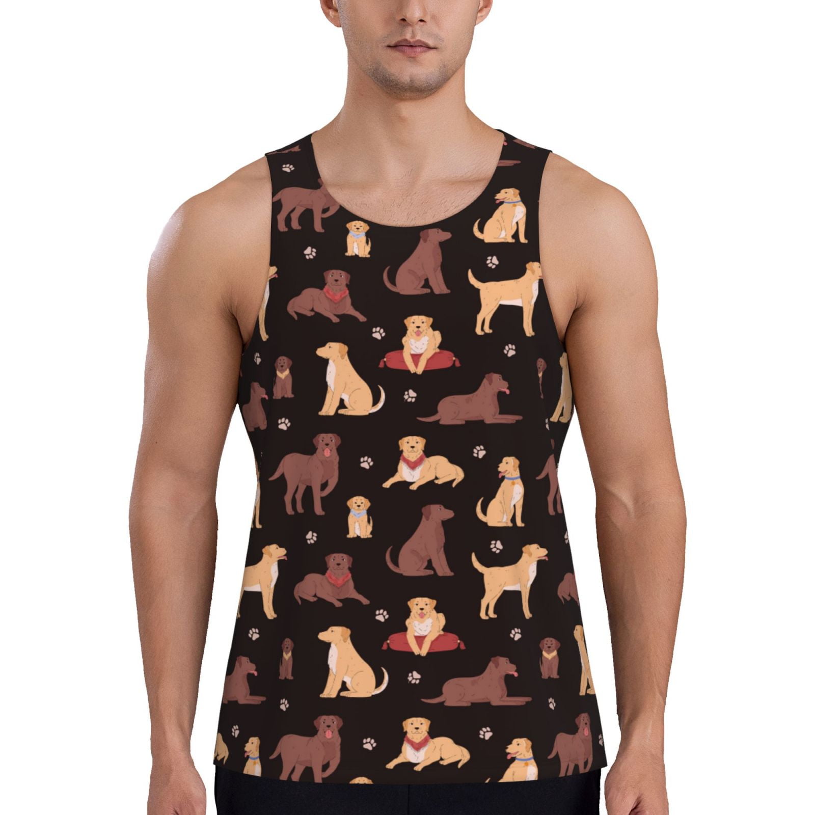 Balery Labrador Retriever Dog Pattern Men's Workout Tank Top Gym Muscle ...
